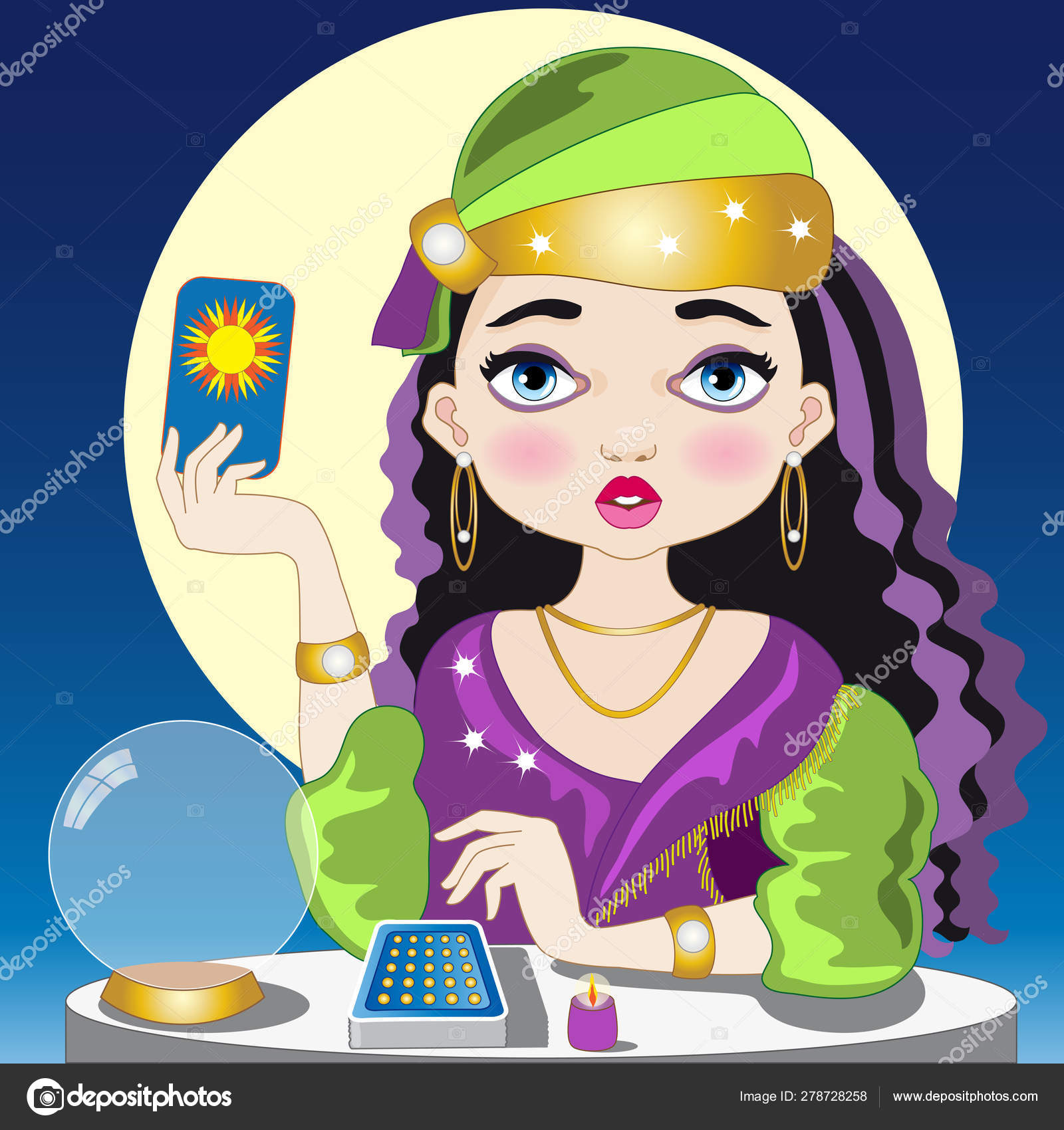 Fortune Teller Tarot Full Moon Stock Vector Image by ©R.Brunazzi #278728258