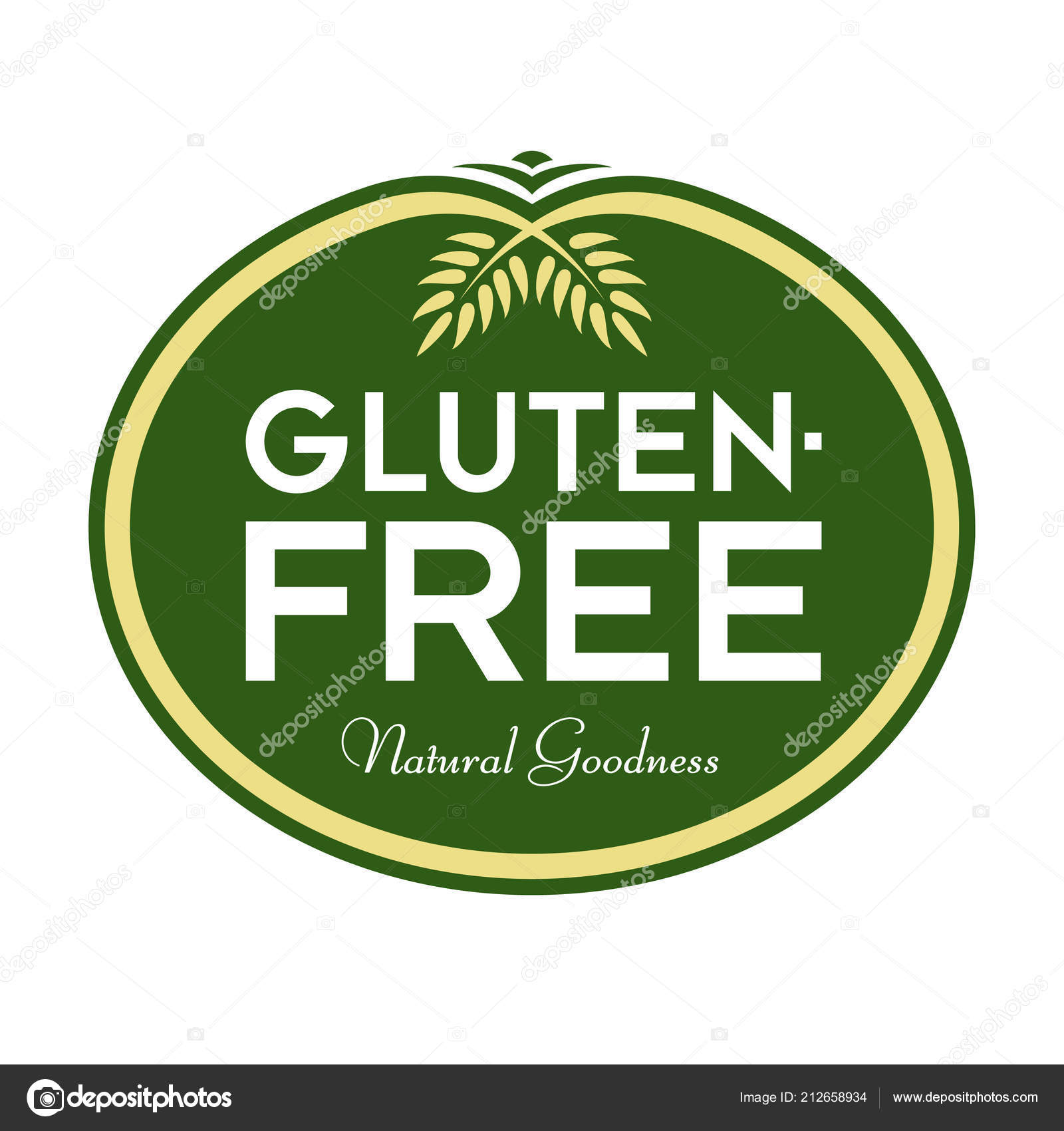 Gluten Free Natural Goodness Logo Graphic Oval Typographic Icon Fully ...