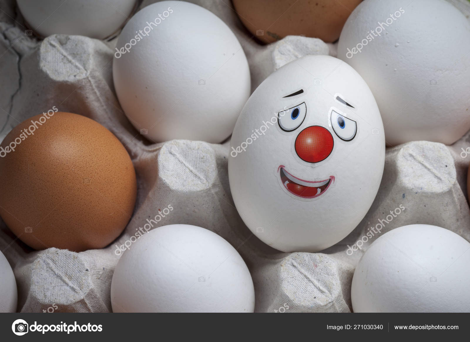 Funny Egg Face Background Ordinary Eggs Carton Special Stock Photo by ...