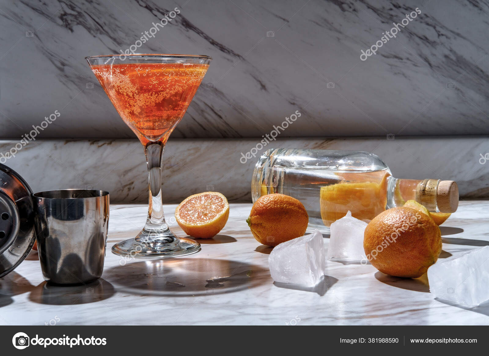 Pink Lemon Drop Martini Marble Kitchen Counter — Stock Photo ...