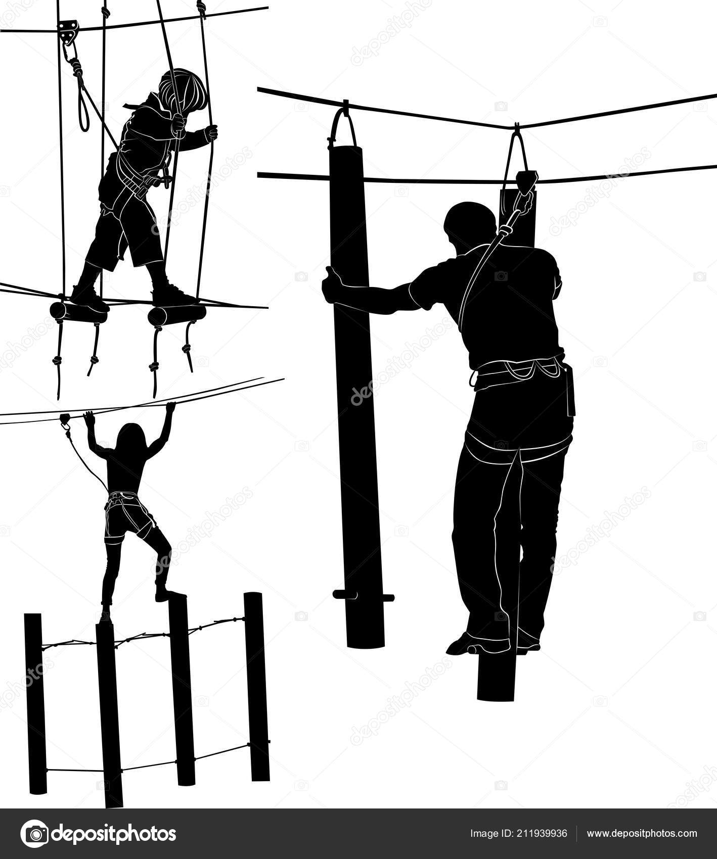 Set Silhouettes Rope Park Stock Vector by ©weter777 211939936
