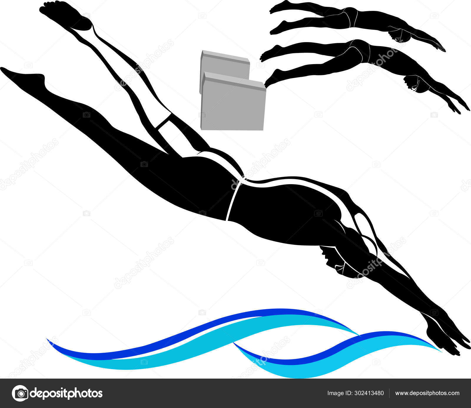 Logo Natación Nadadores Atletas Aislados Sobre Fondo Blanco Vector de ...