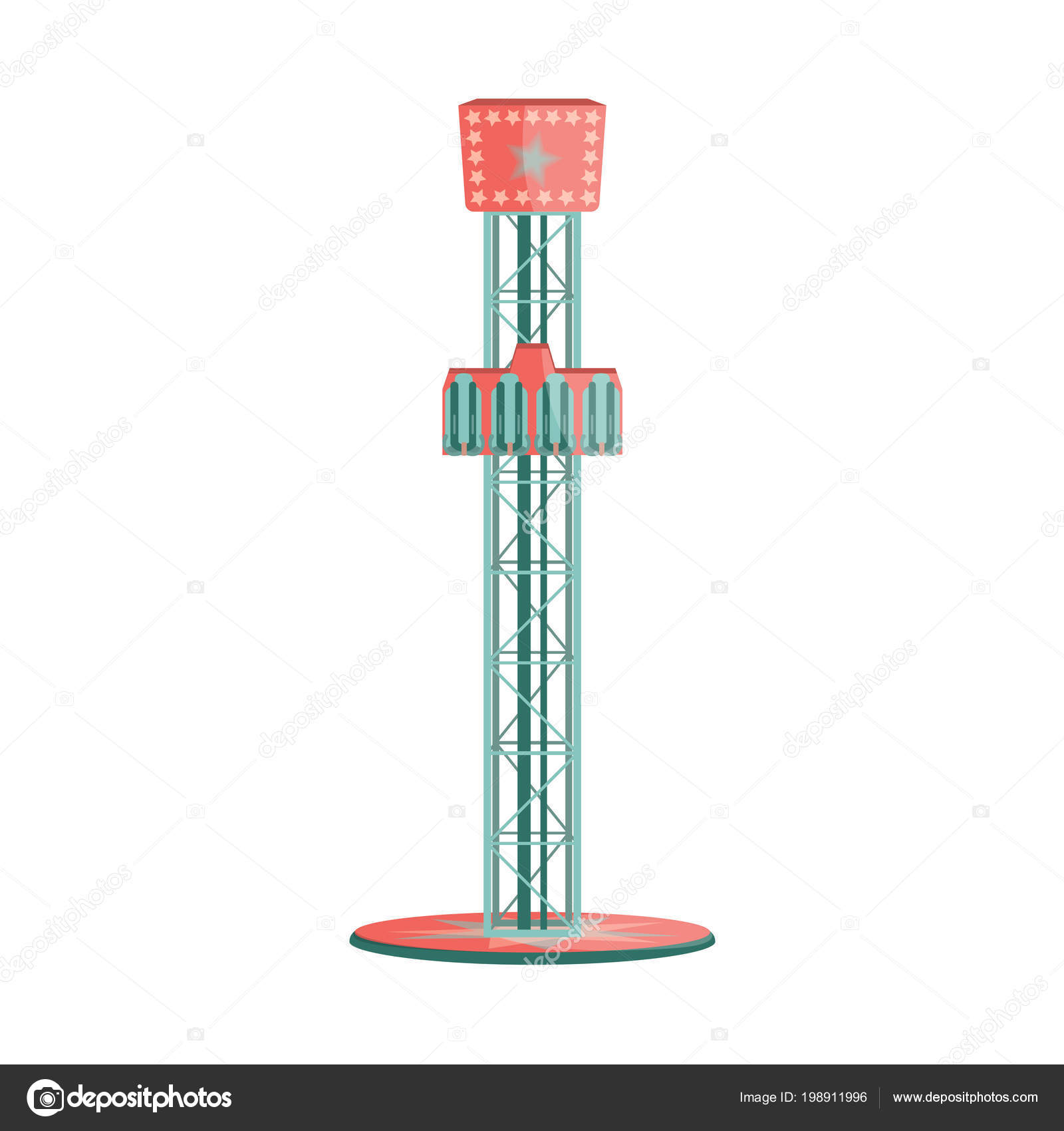 Cartoon Freefall Tower Attraction Icon Isolated Vector Illustration ...