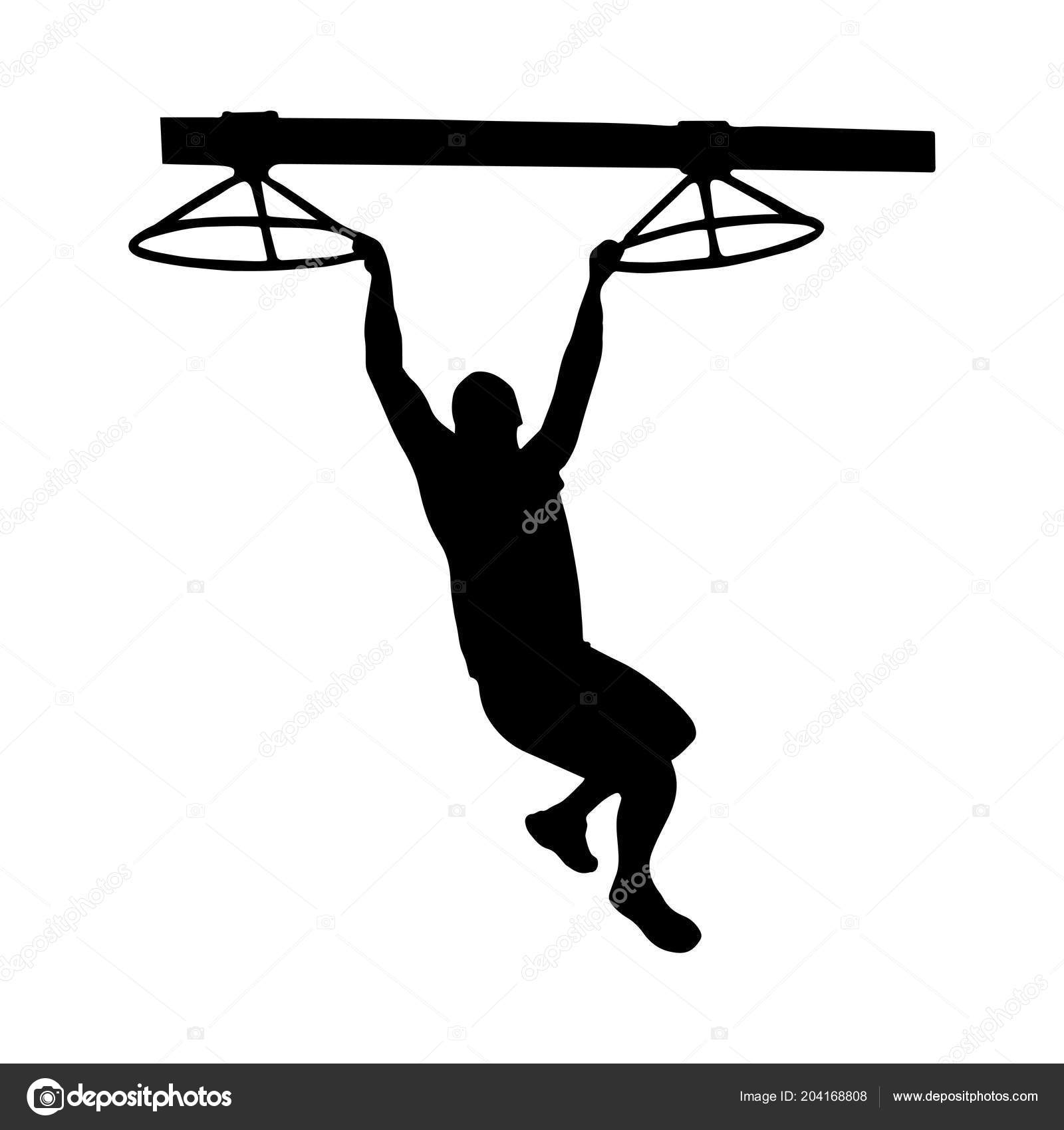 Black Silhouette Man Overcoming Obstacle Obstacle Race Symbol Vector ...