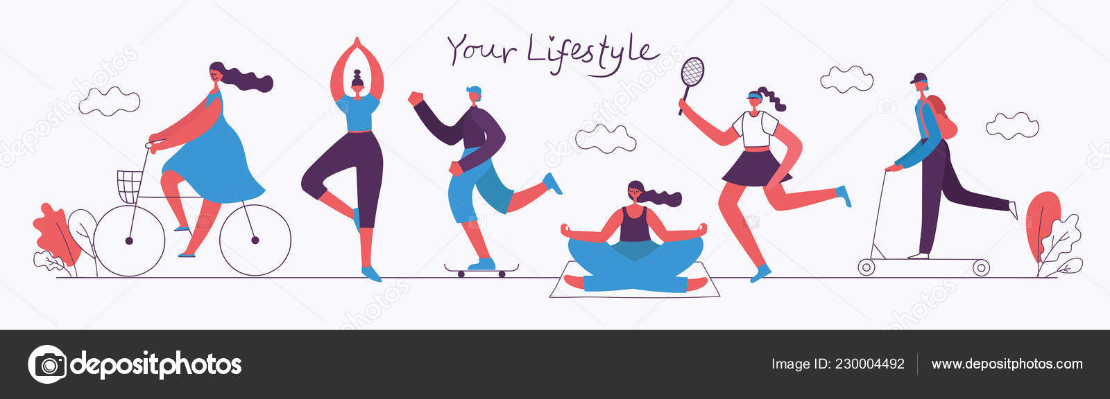 Vector Illustrations Flat Design Background People Outdoor Minimalistic ...