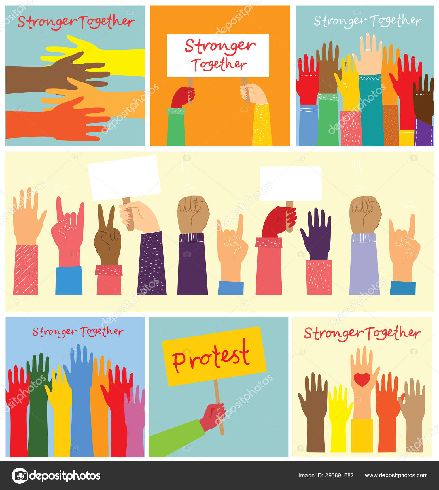 Stronger Together Concept Colorful Background Stock Vector Image by ...