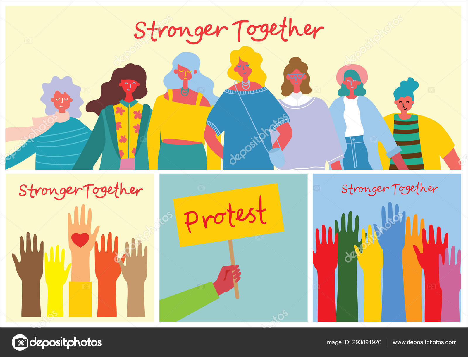 Stronger Together Concept Colorful Background Stock Vector Image by ...