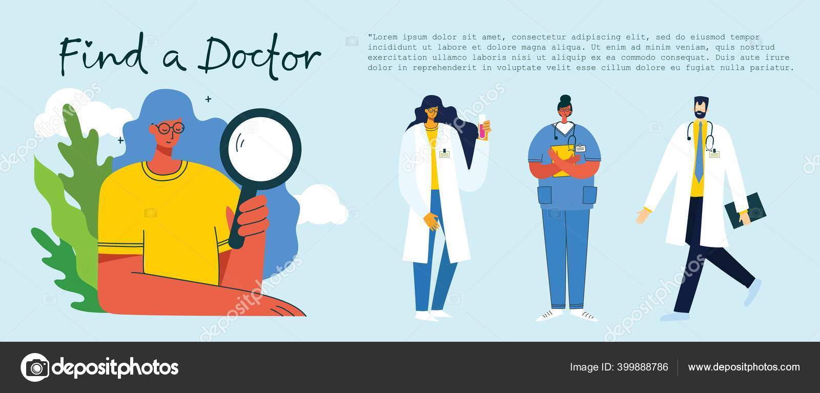 Find Doctor Team Doctors Background Vector Illustration Modern Flat ...