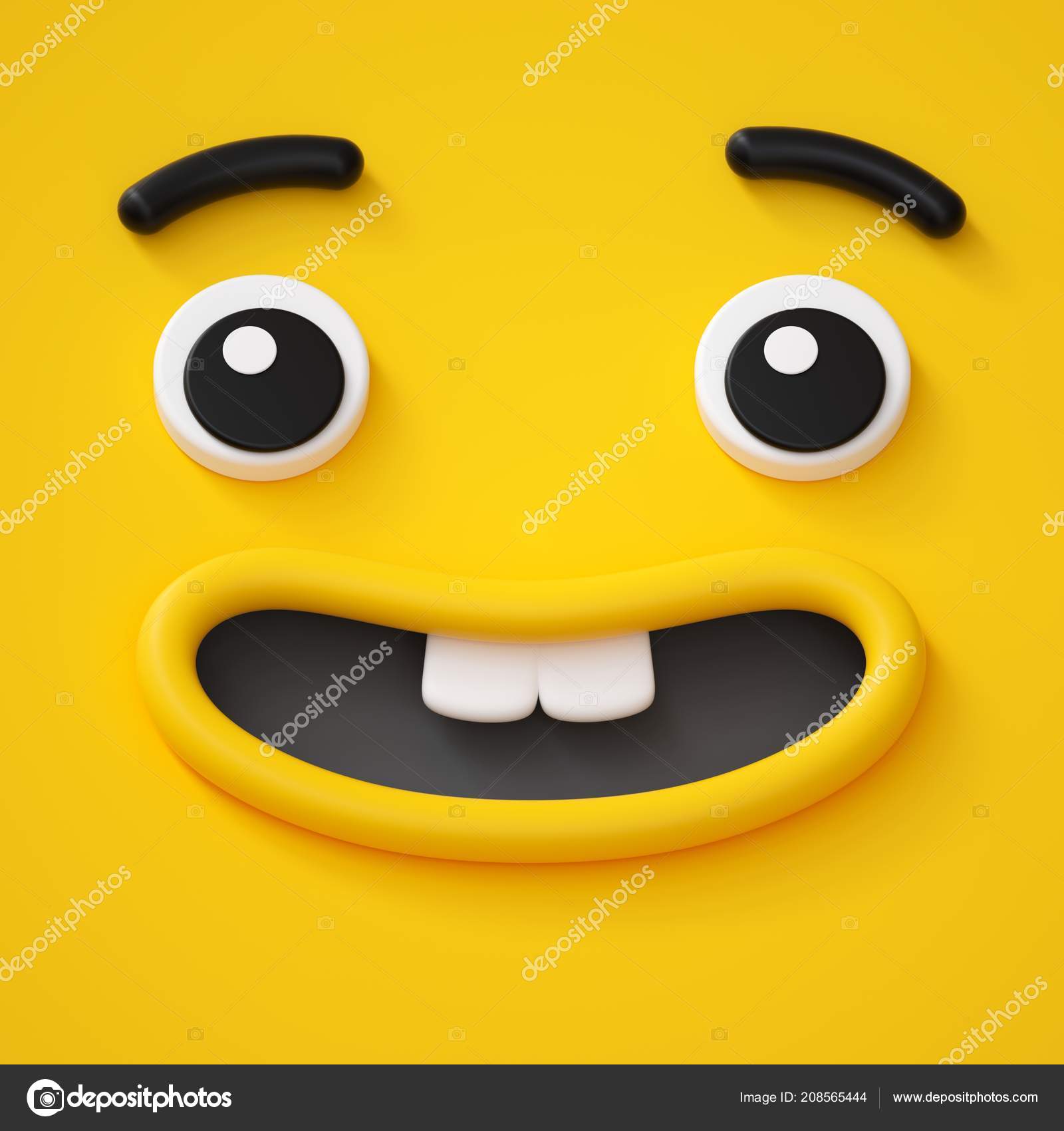 Render Cute Childish Face Toothless Smile Amazed Emotion Emoji Emoticon ...