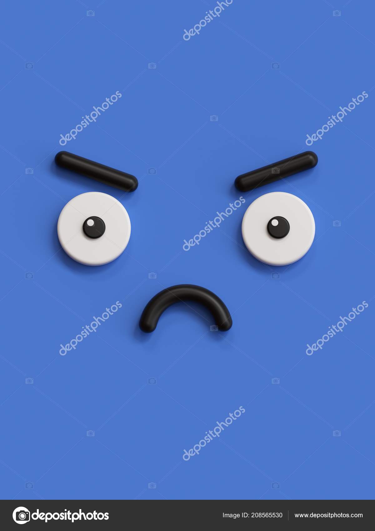 Render Abstract Emotional Sad Face Icon Sorrow Disappointed Character ...