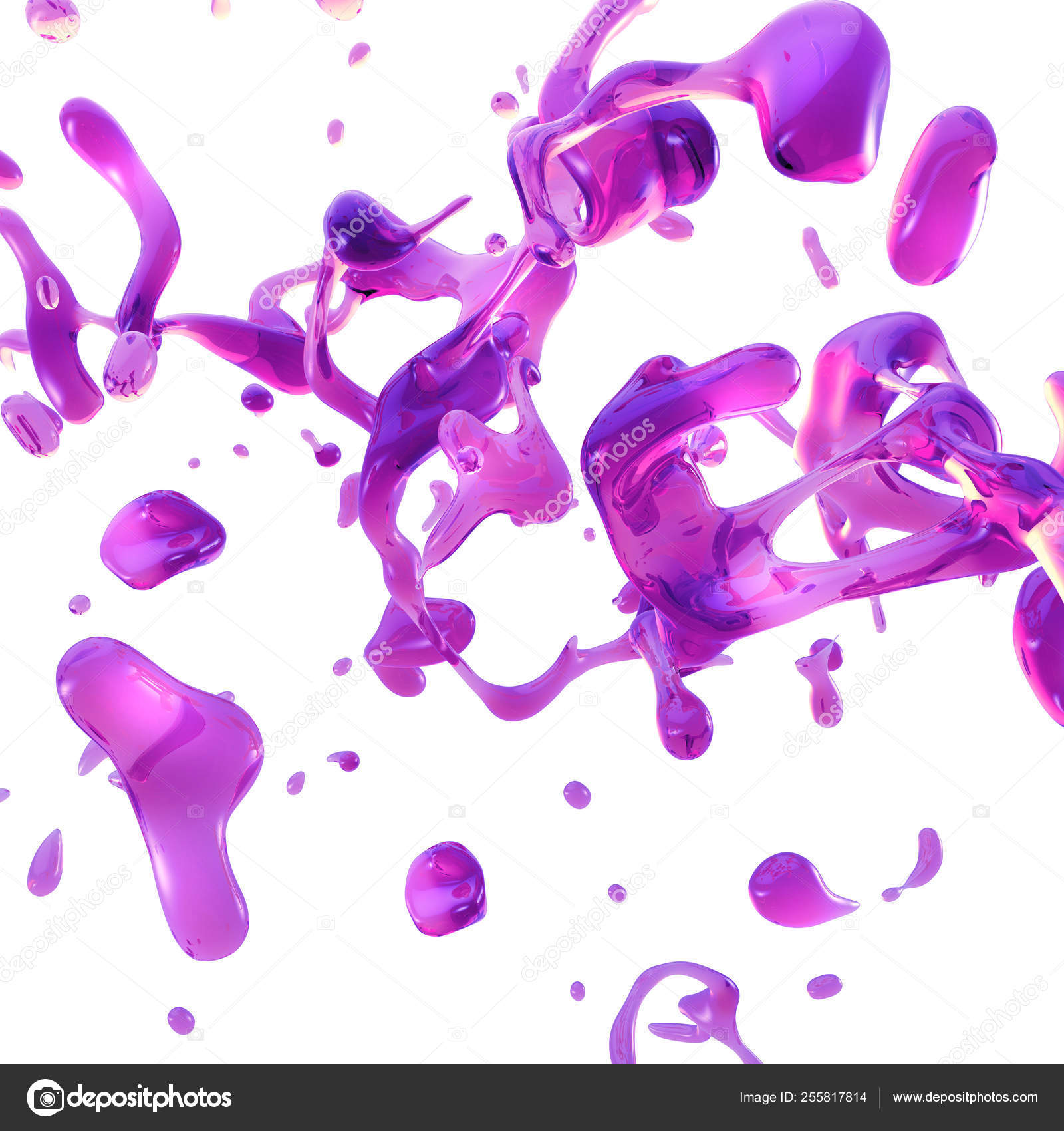 3d render, neon splash, pink liquid, drink splashing, design element ...