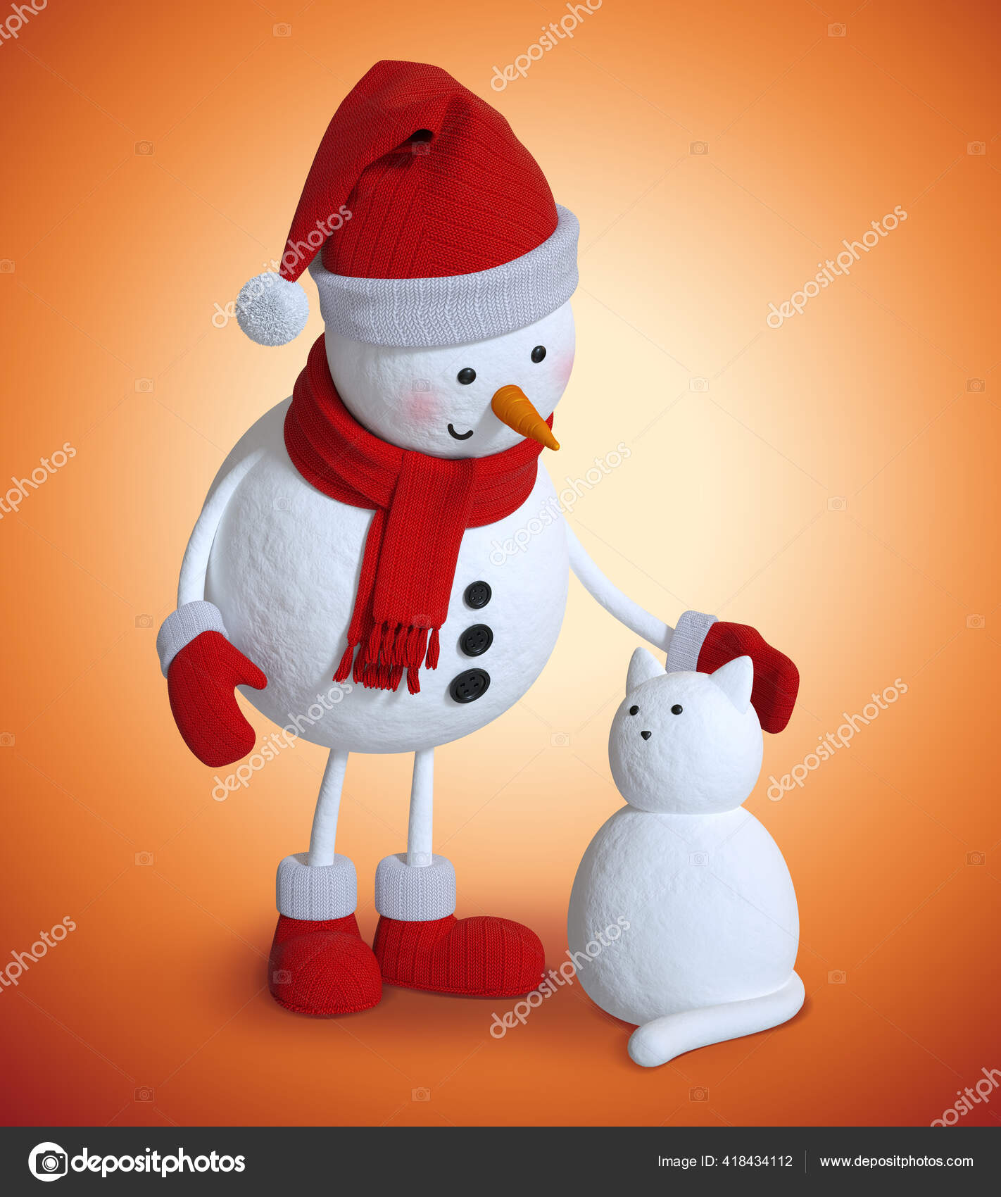 Snowman Snow Cat Character Illustration Christmas Holiday Clip Art ...