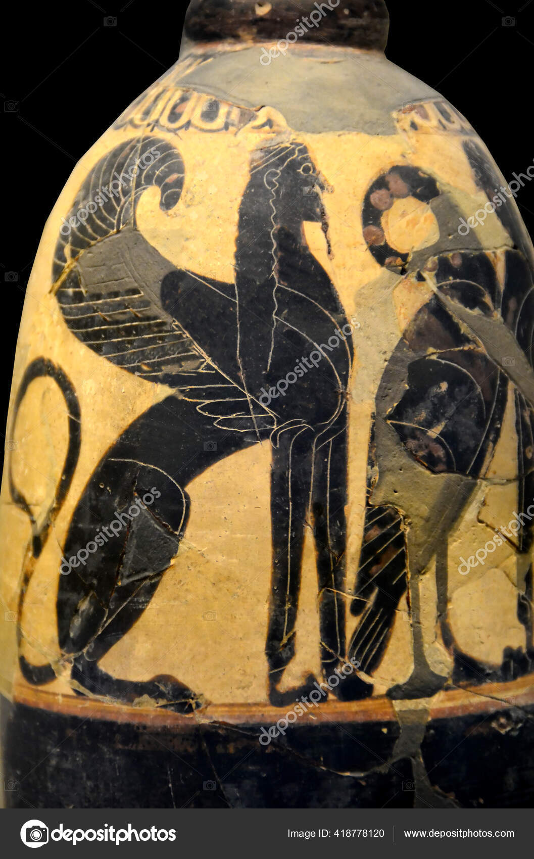 Ancient Greek Vase Design Sphinx Made Artisans Corinth Early ...