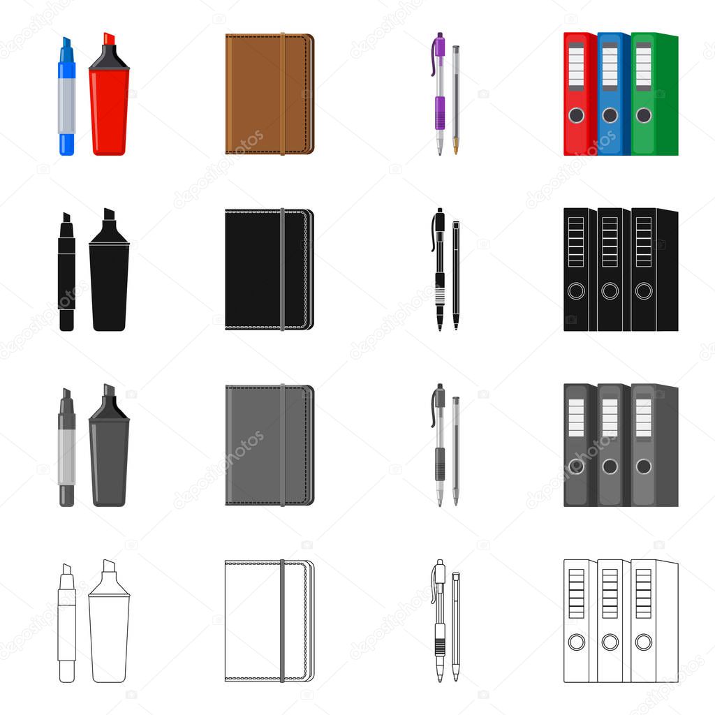 Objeto aislado de la oficina y el icono de suministro. Colecci n de ilustraci n vectorial de ...
