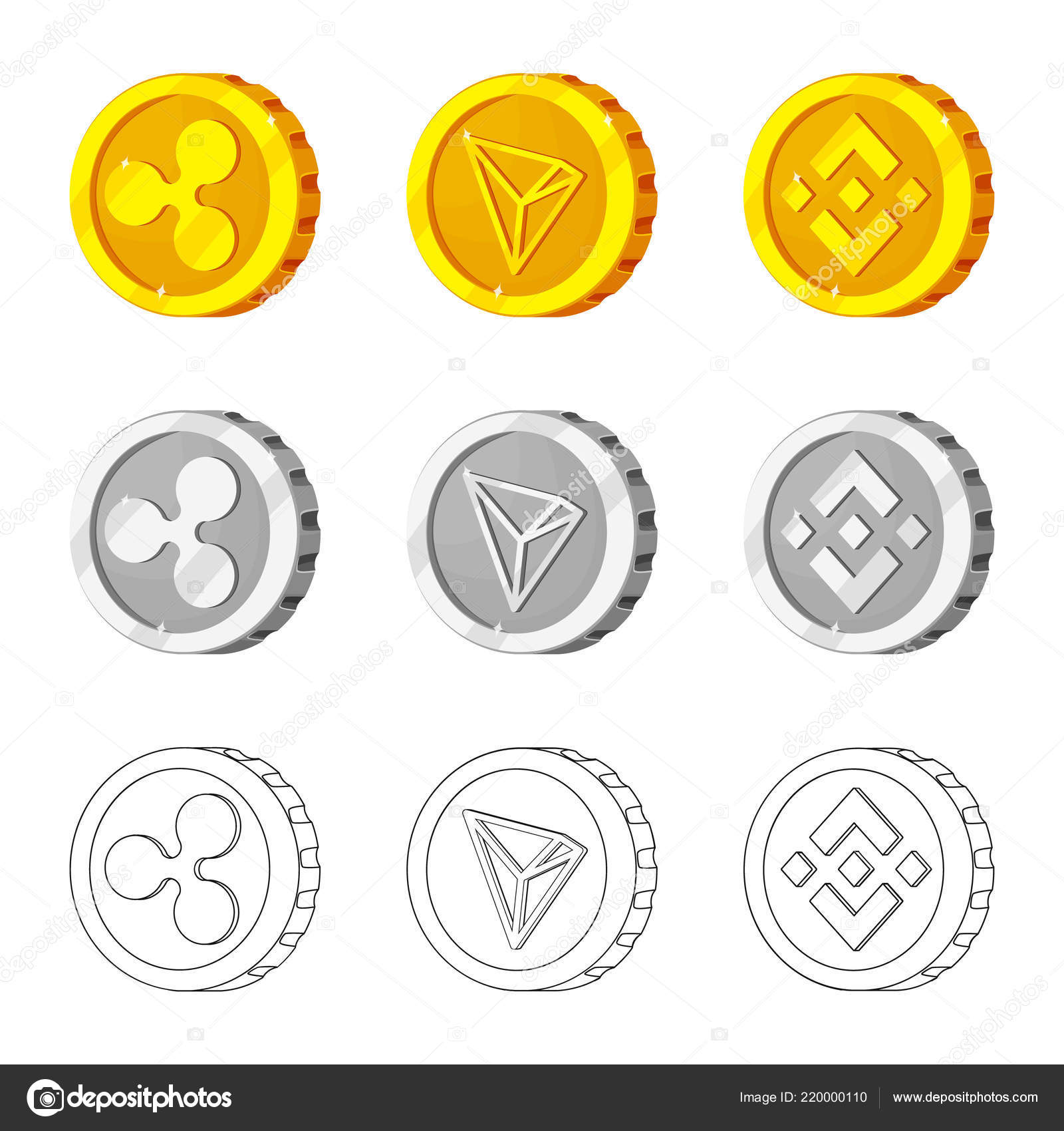 Vector design of cryptocurrency and coin icon. Set of cryptocurrency ...