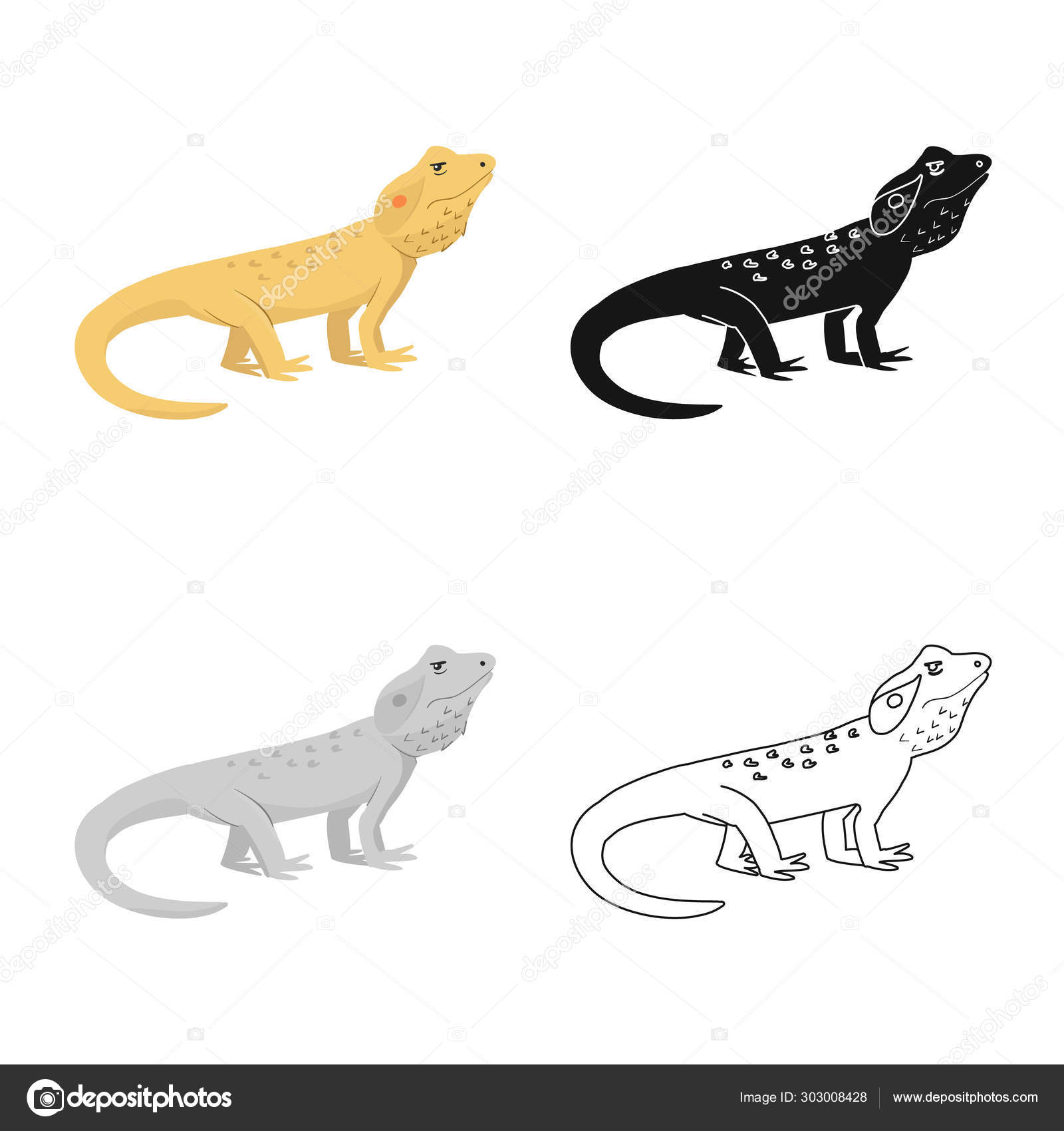 Vector illustration of lizard and agama symbol. Collection of lizard ...