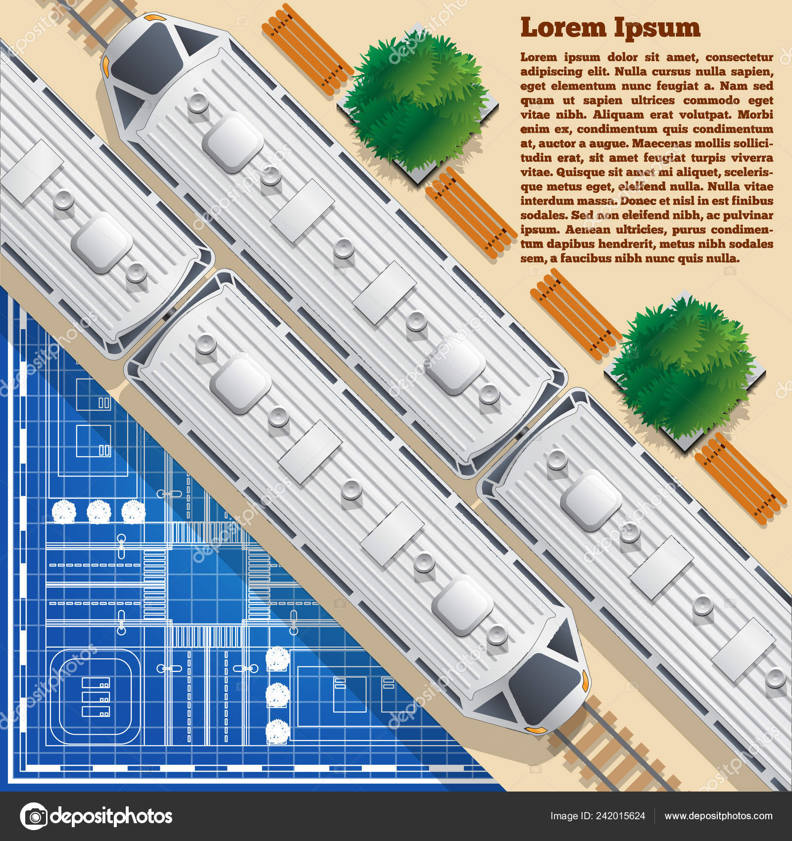 Passenger Trains City Plan View Vector Illustration Stock Vector by ...