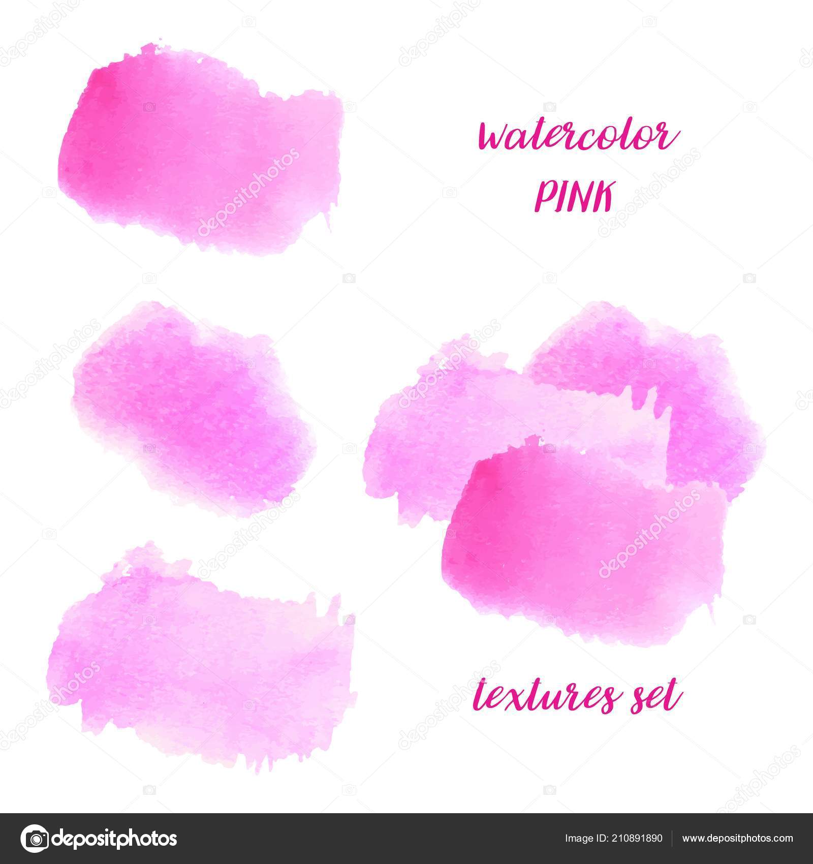 Pink monochrome vector stains isolated on white. Hand painted ...
