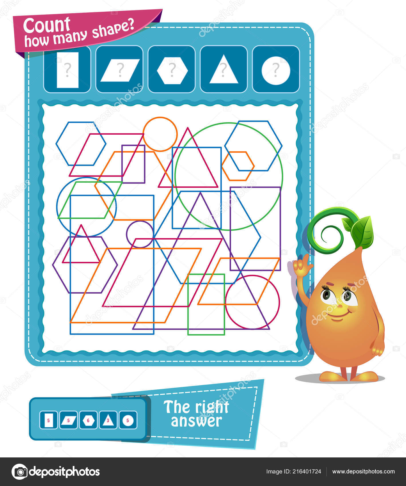 Educational Game Kids Adults Task Game Count How Many Shapes Stock ...