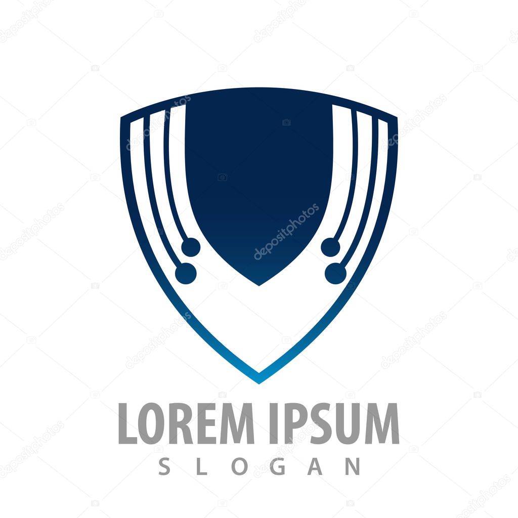 Dise o de concepto de escudo de tecnolog a digital. S mbolo gr fico ...