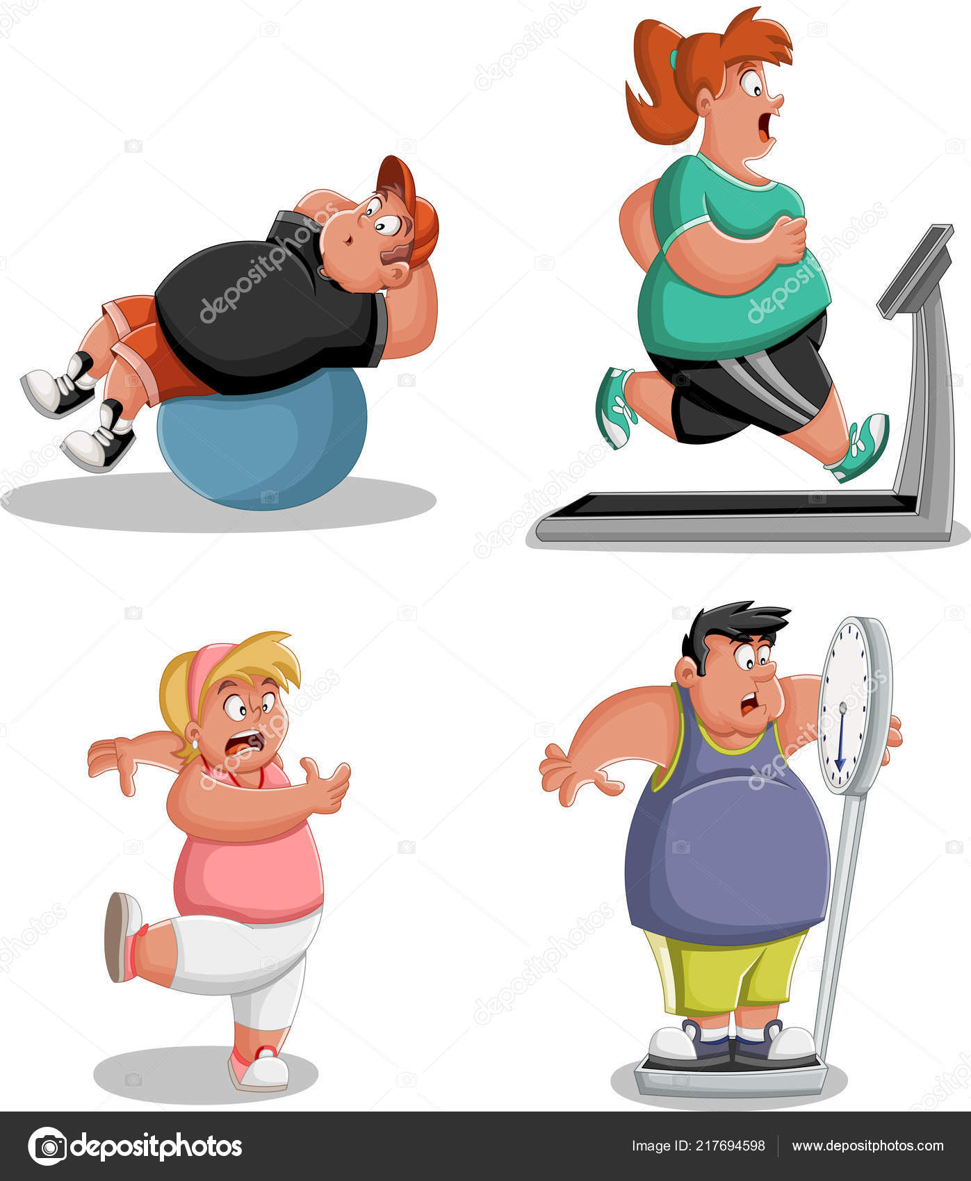 Cartoon Weight Athletes Training Fat People Working Out Stock Vector by ...