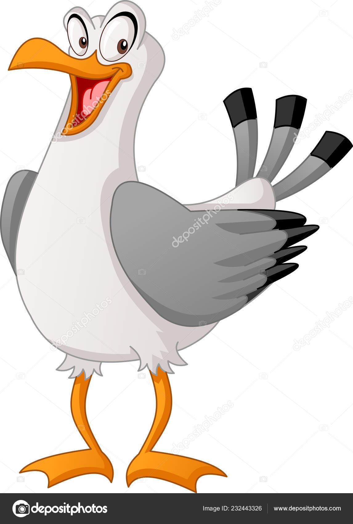 Gaviota Linda Dibujos Animados Ilustración Vectorial Divertida Gaviota ...