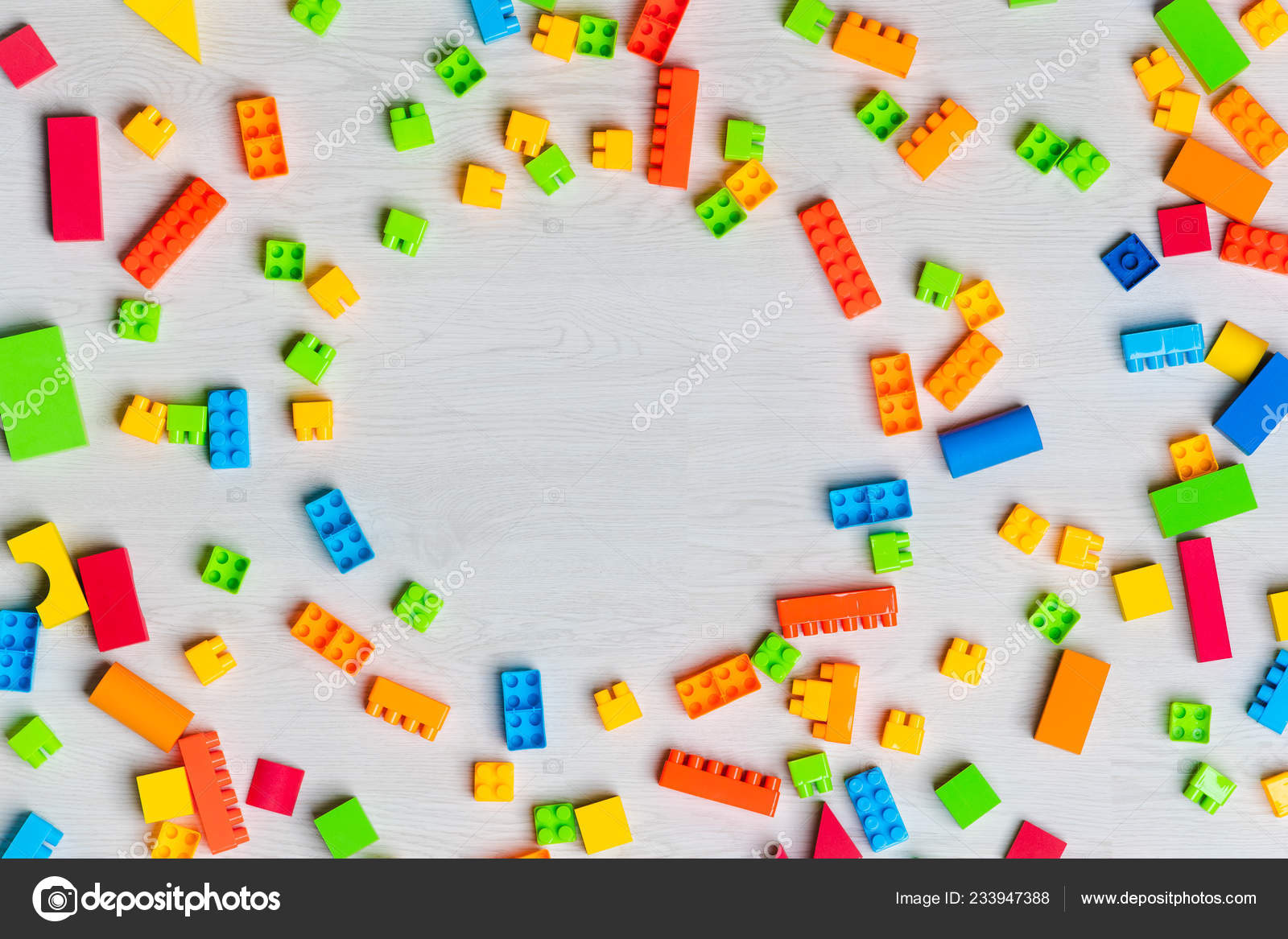 Top View Shot Multicolored Toys Blocks Wooden Bricks Lego Building ...