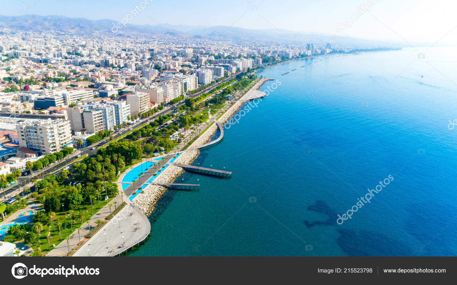 Aerial View Molos Promenade Park Coast Limassol City Centre Cyprus ...