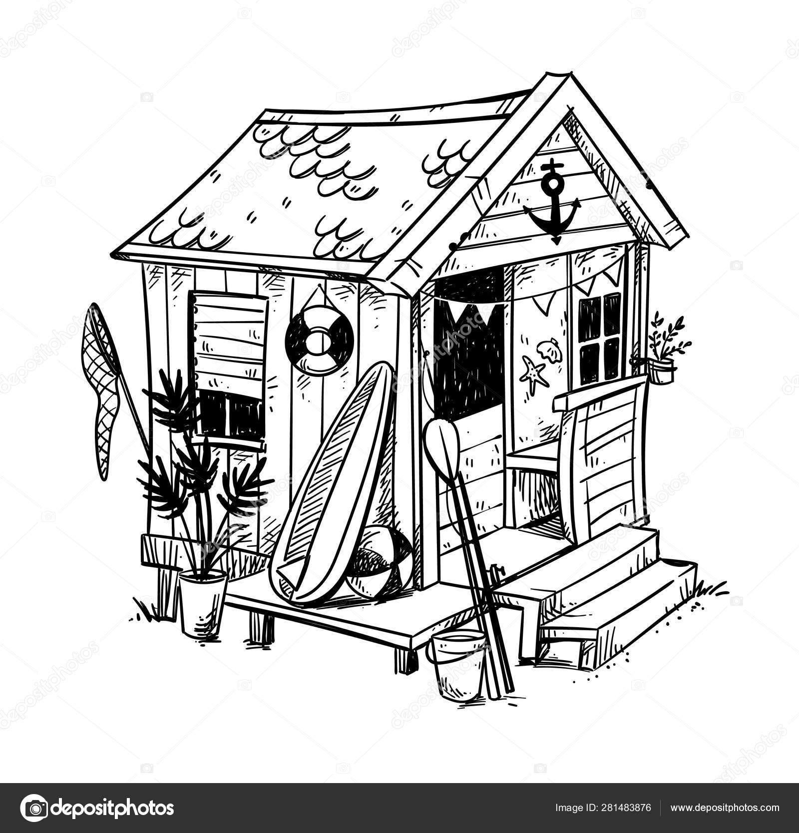 Line Drawing House Clipart Porch