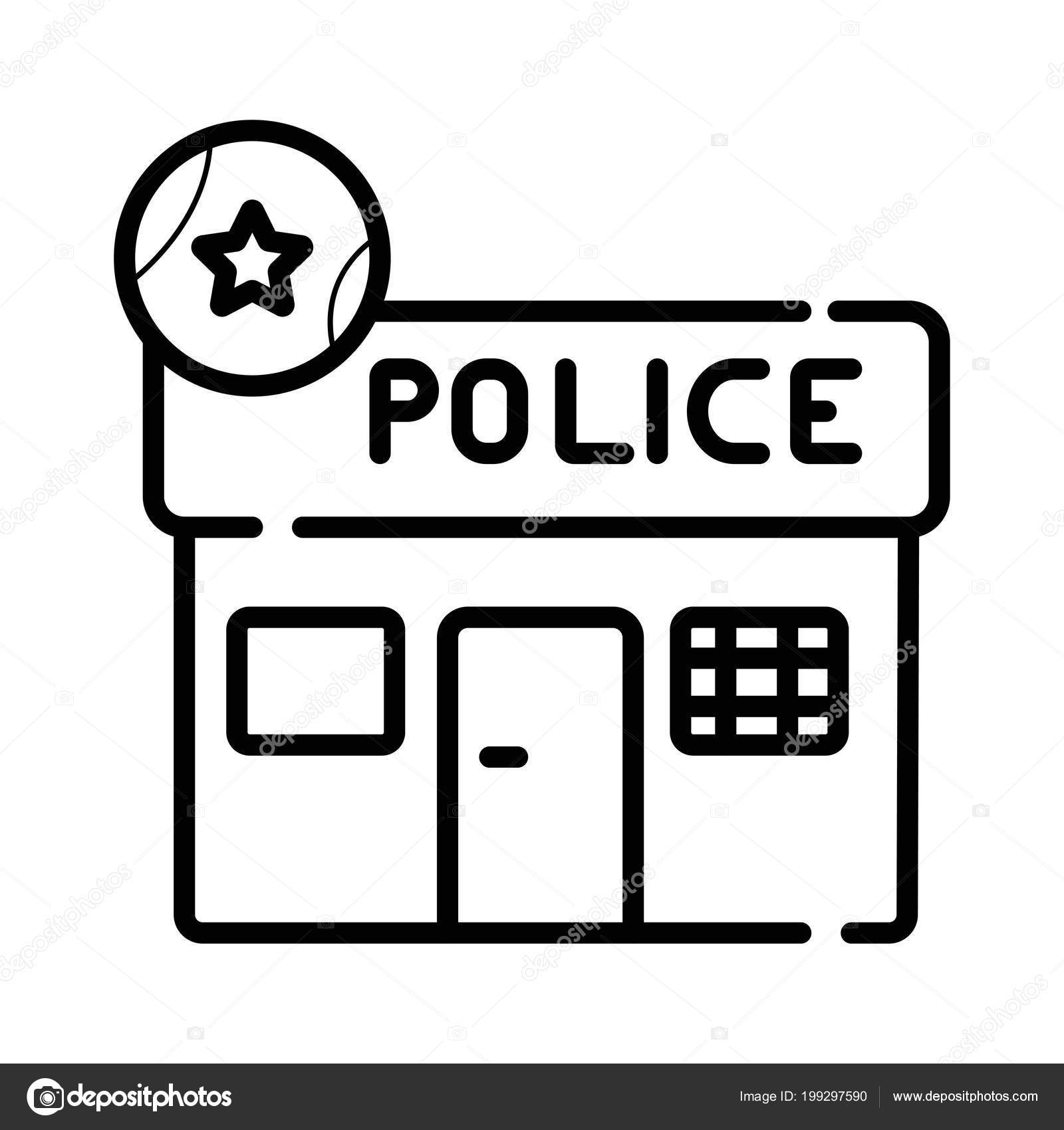 Icono Del Edificio Comisaría Policía Ilustración Vectorial Vector de ...