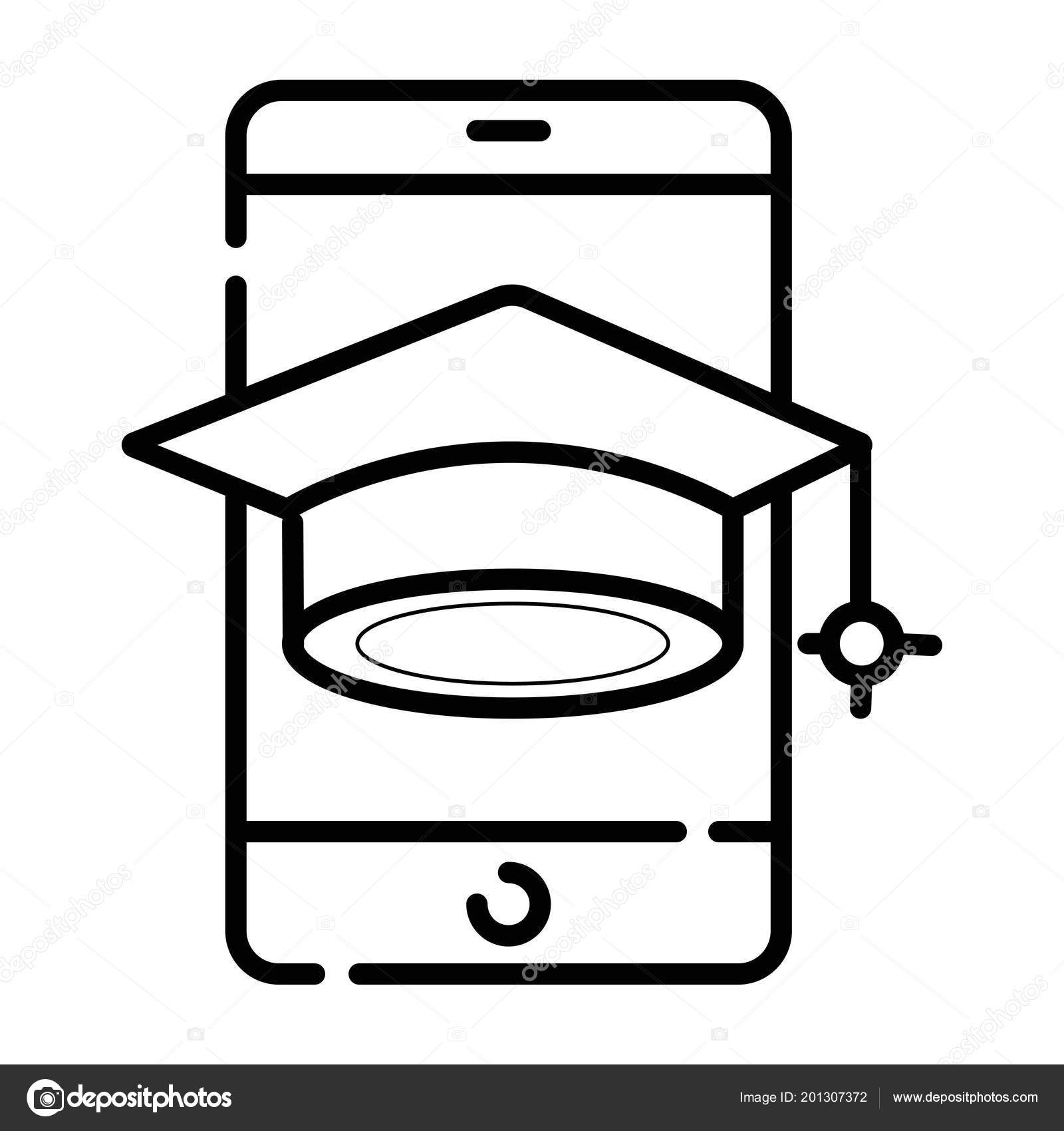 Student Hat Smart Phone Icon Isolated White Background Stock Vector ...
