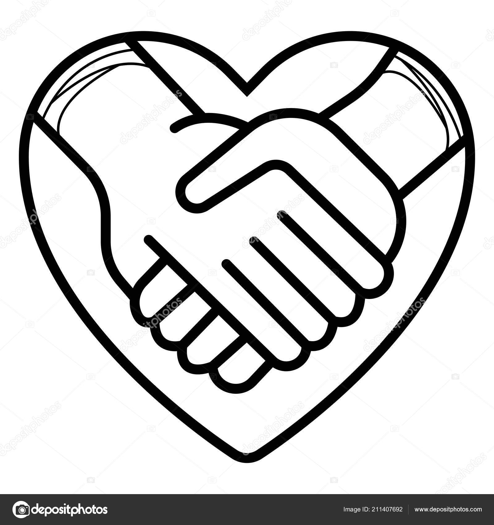 Shaking Hands Heart Vector