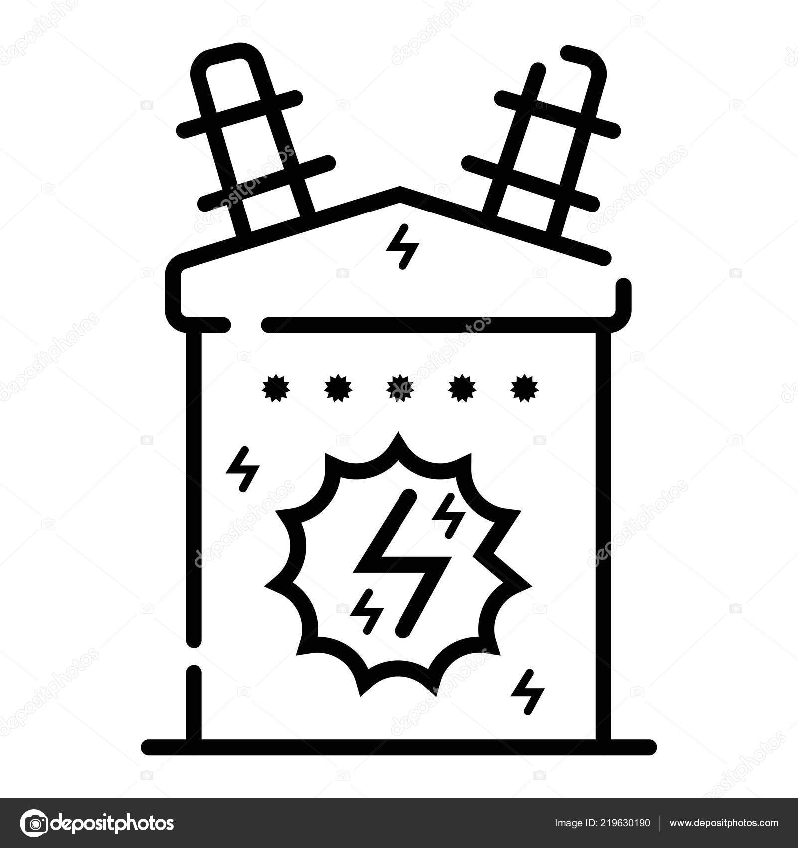 Electric Transformer Black White Vector Icon Stock Vector Image by ...