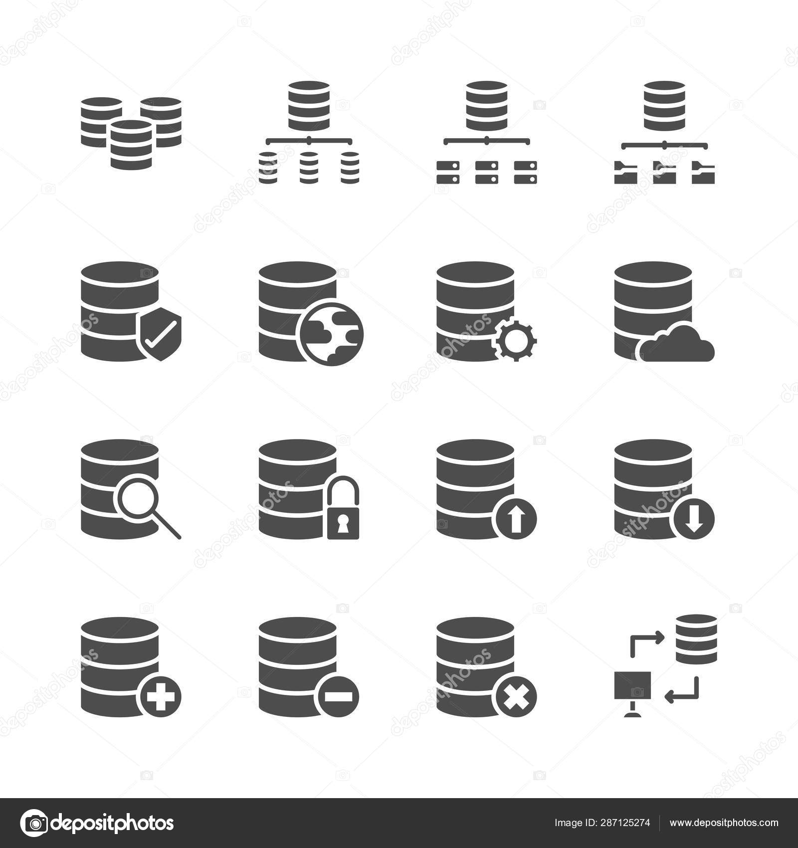 Database System Icon Set Vector Illustration Stock Vector Image by ...