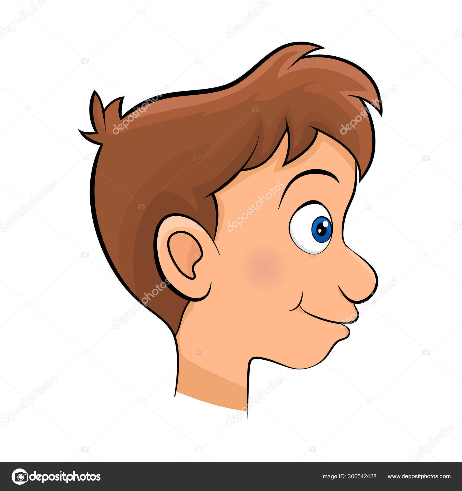 Cara De Niño De Dibujos Animados Vista De Lado La Cara Lateral De Un