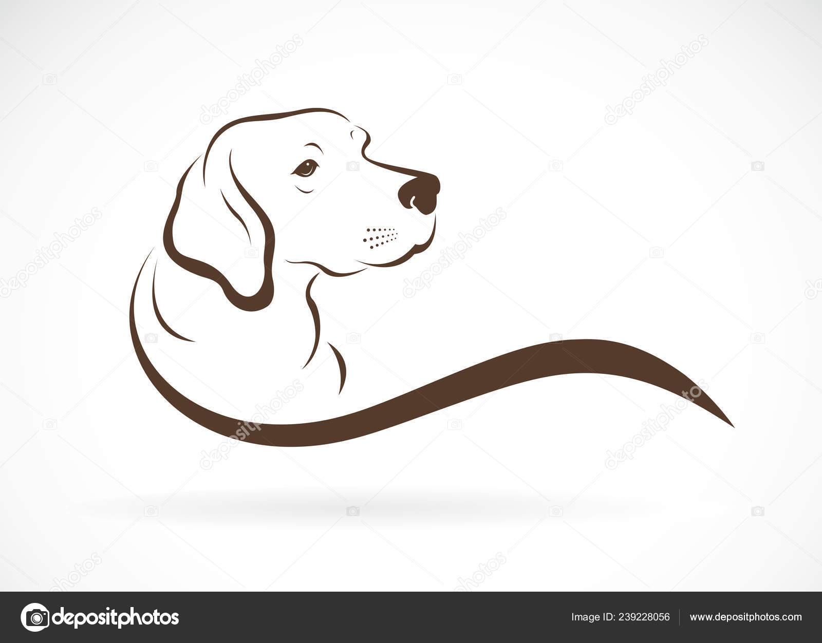 Vector Dog Head Labrador White Background Pet Animals Easy Editable ...