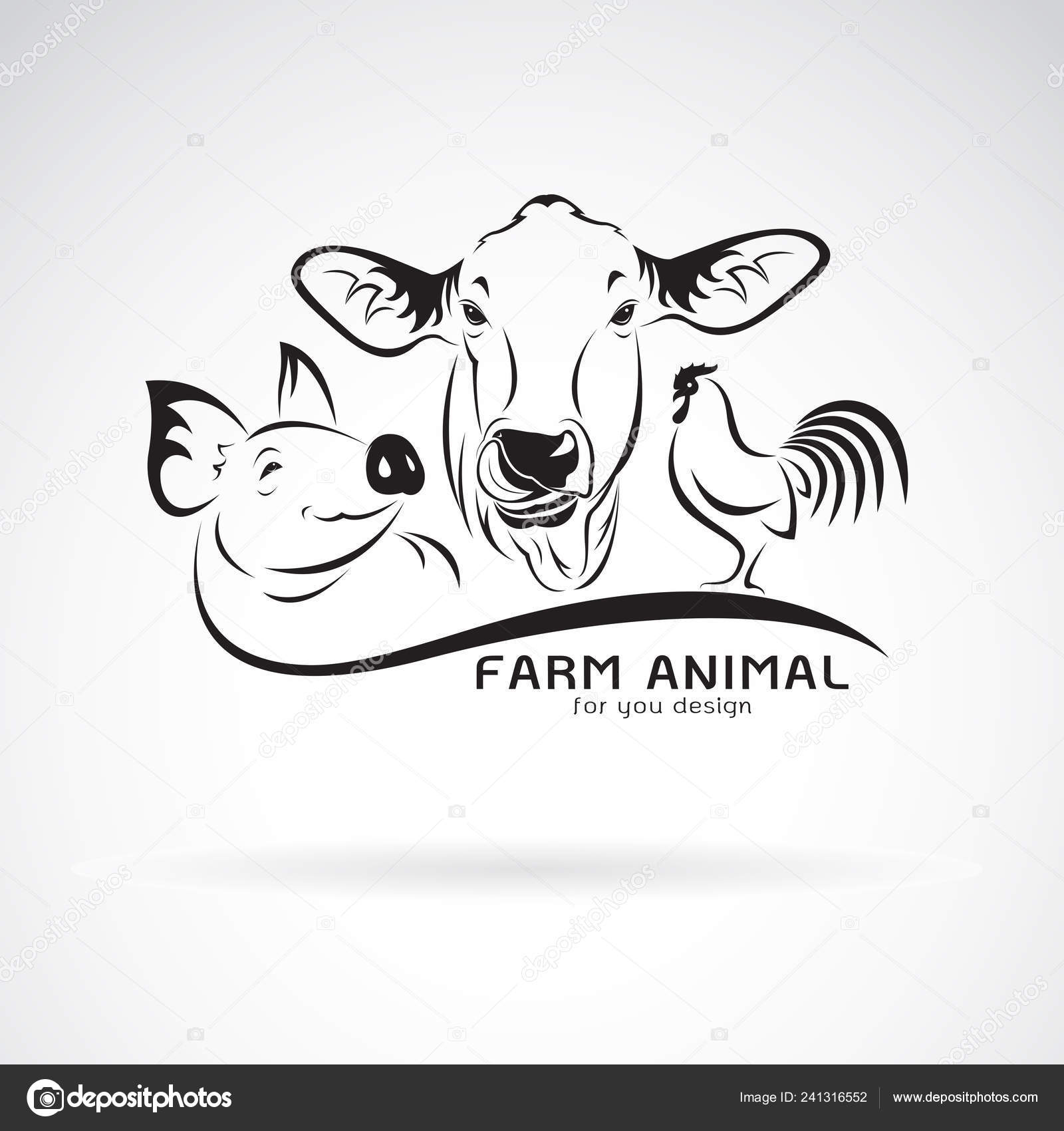 Vector Group Animal Farm Label Cow Pig Chicken Logo Animal Stock Vector Image by ©yod67 #241316552