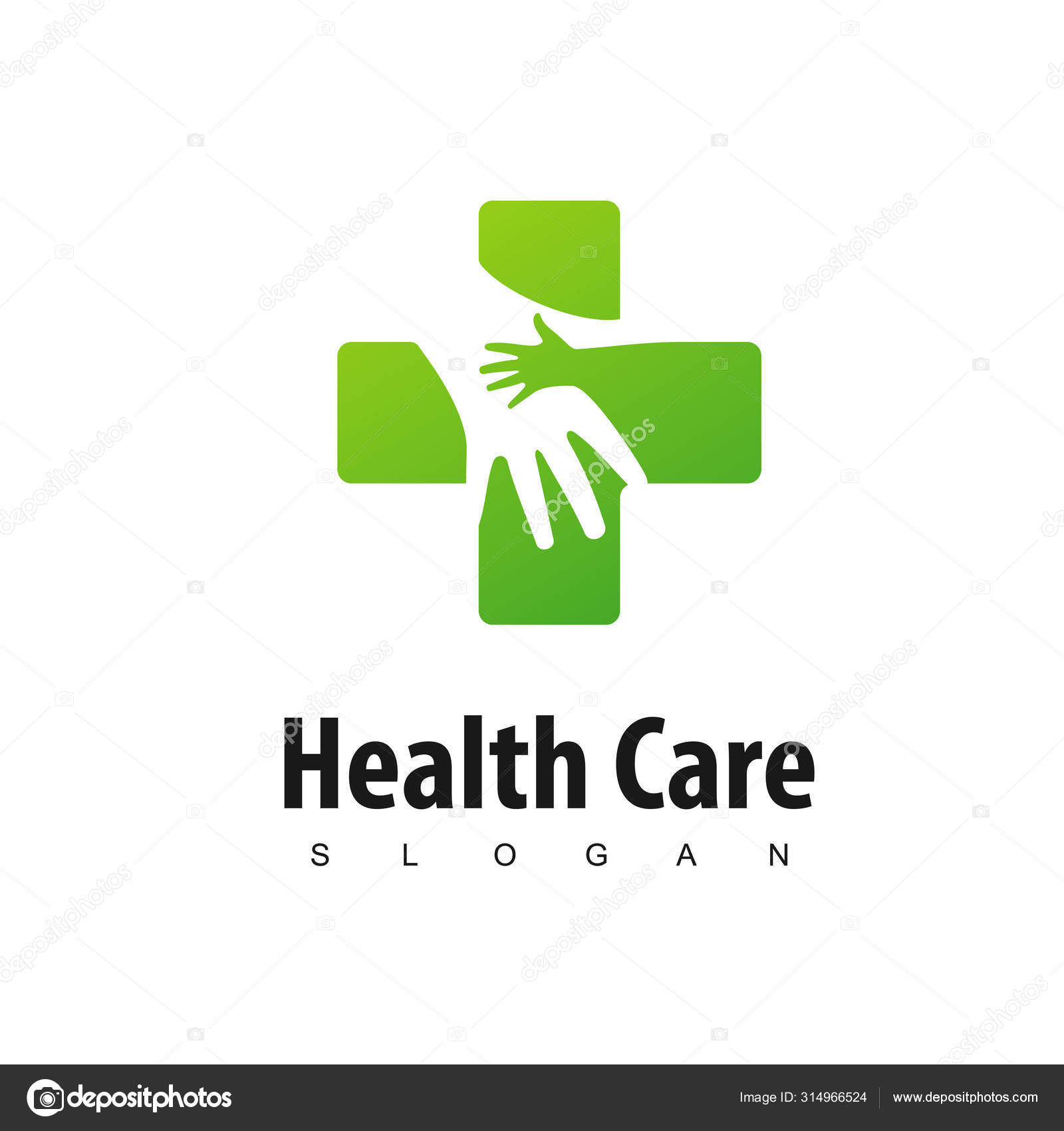 Logo D'hôpital Maman Bébé Avec Silhouette Main Dans Symbole Croisé ...