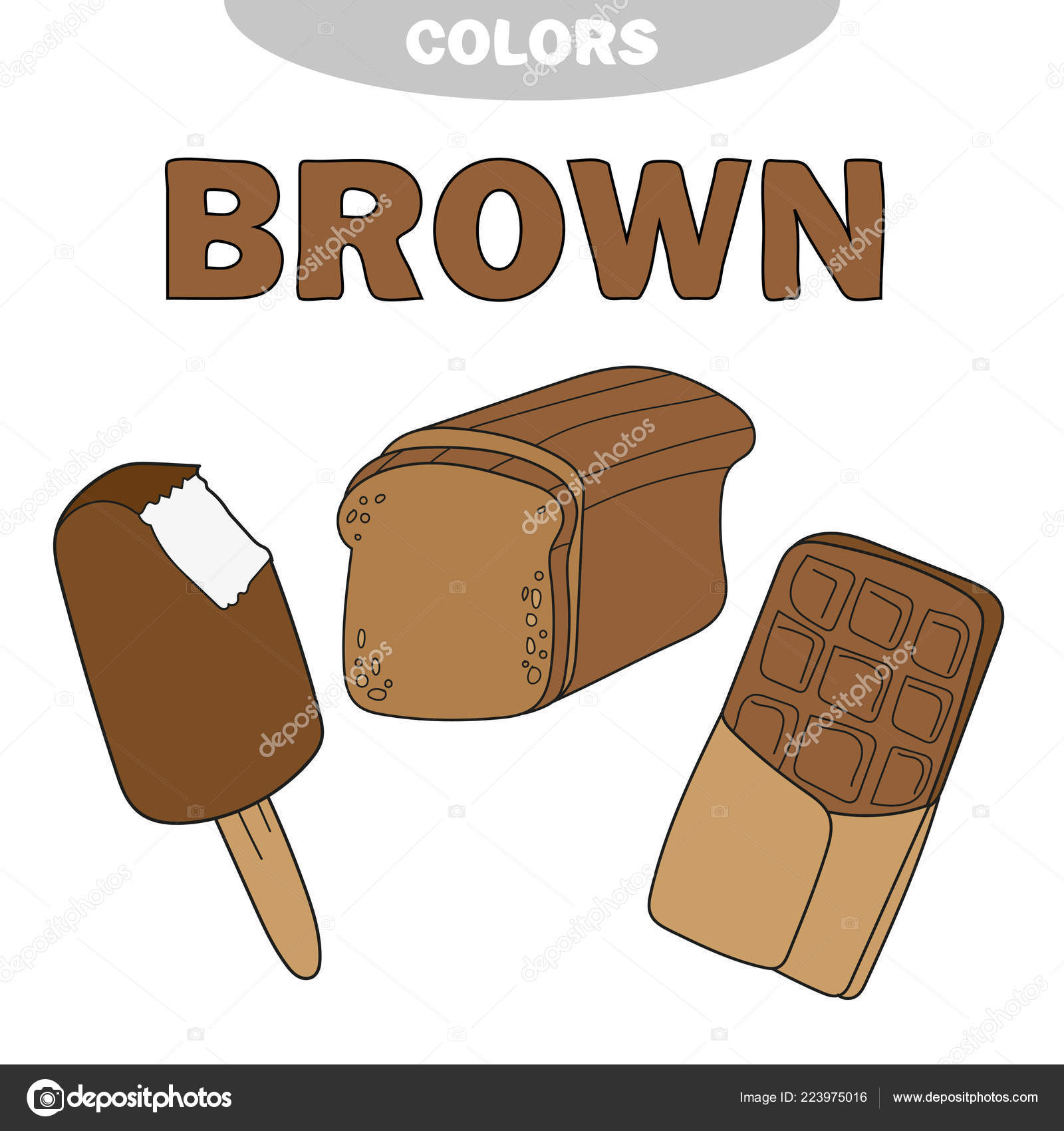 Learn The Color Brown - things that are brown color. Education set ...