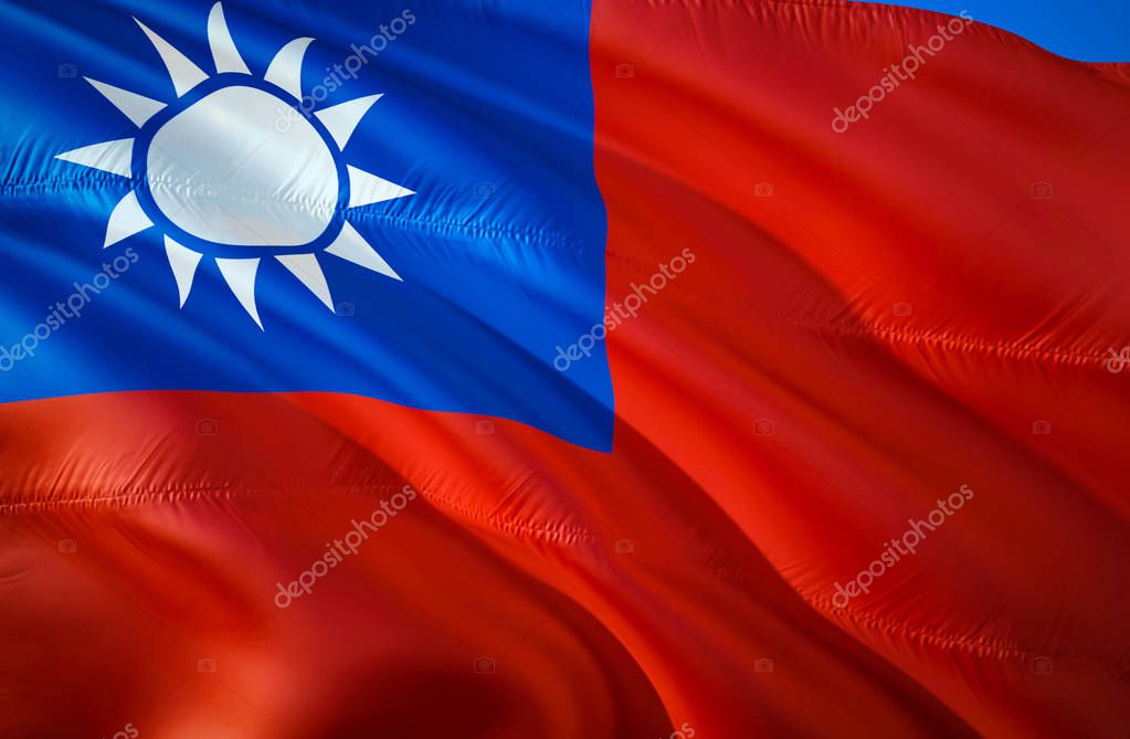 Bandera de Taiwán. Diseño de banderas 3D Waving. El símbolo nacional de ...