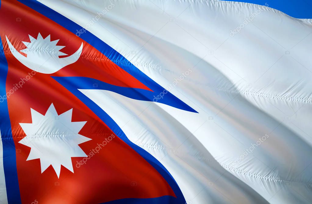 Bandera de Nepal. Diseño de banderas 3D Waving. El símbolo nacional de ...
