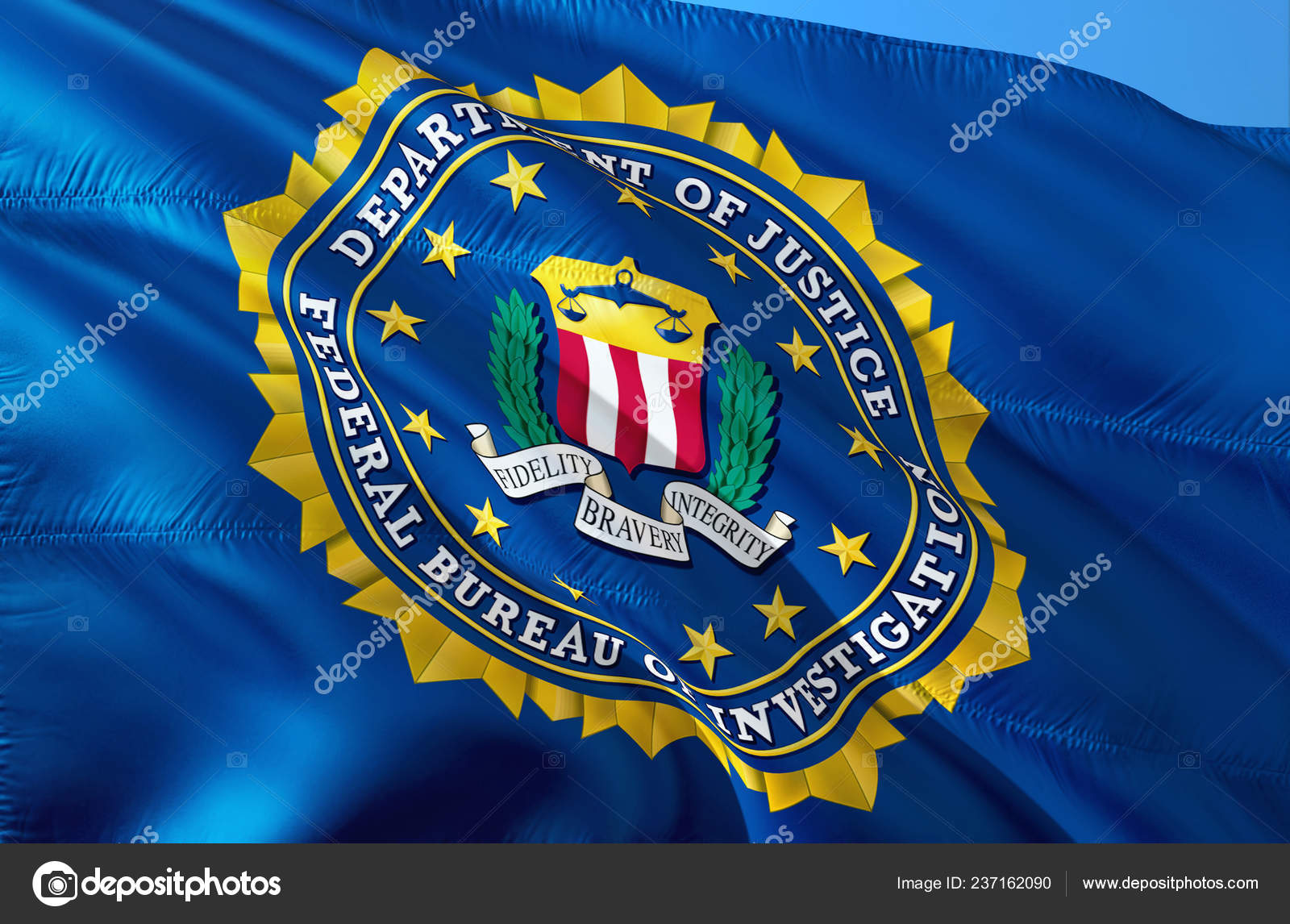 Fbi Flag Waving Wind Rendering Fbi United States United States — Stock ...