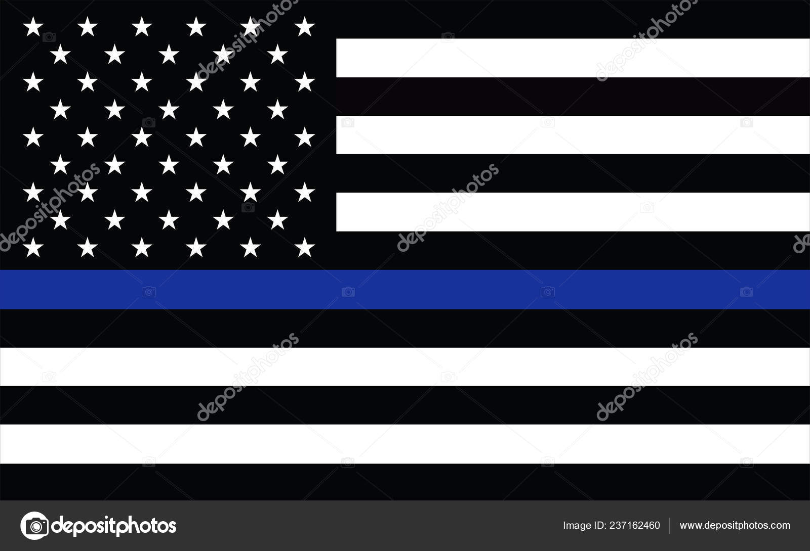 American Police Flag Thin Blue Line Flag Law Enforcement Symbol — Stock ...
