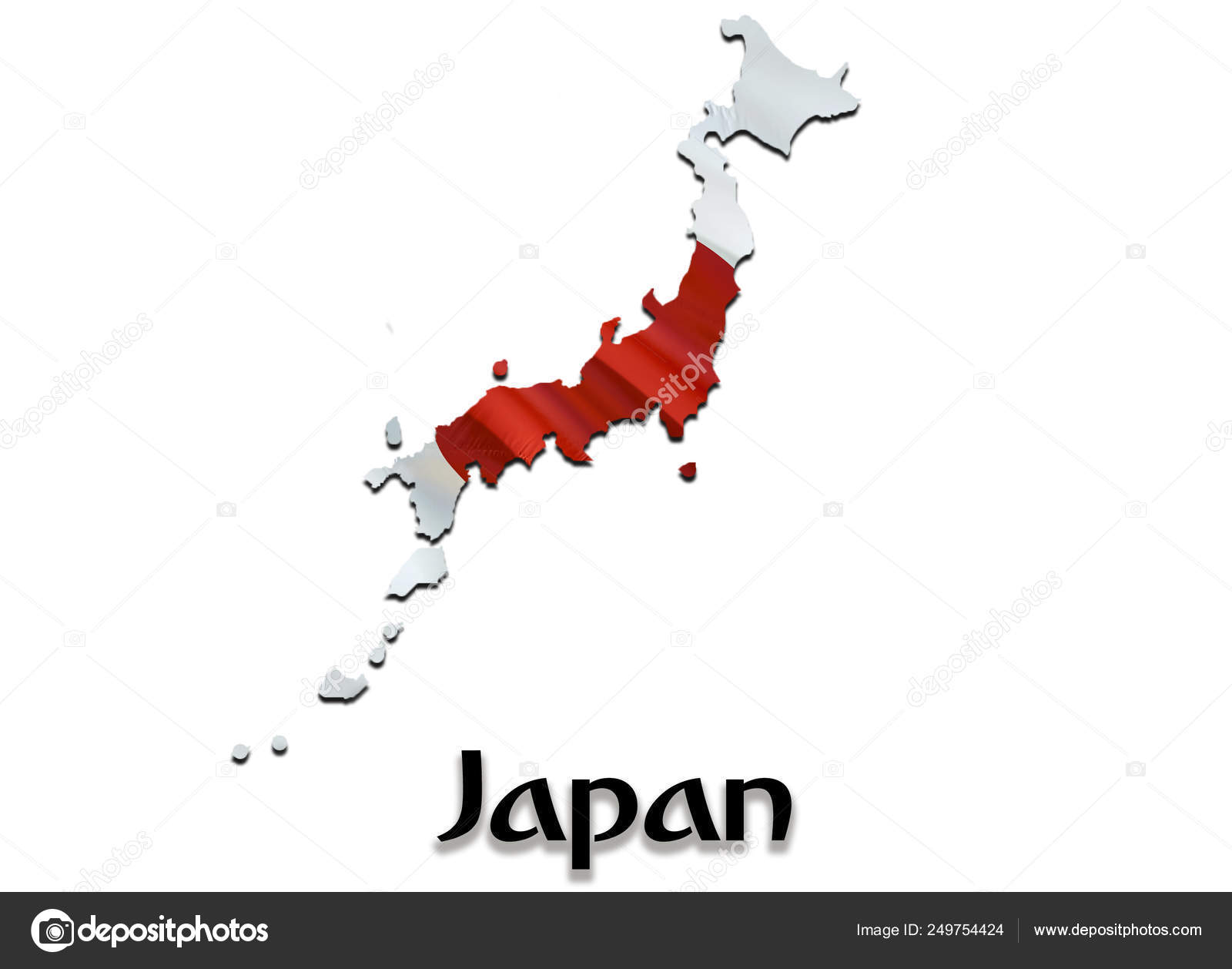 Japan Map Flag. 3D rendering Japan map and flag on Asia map. The ...