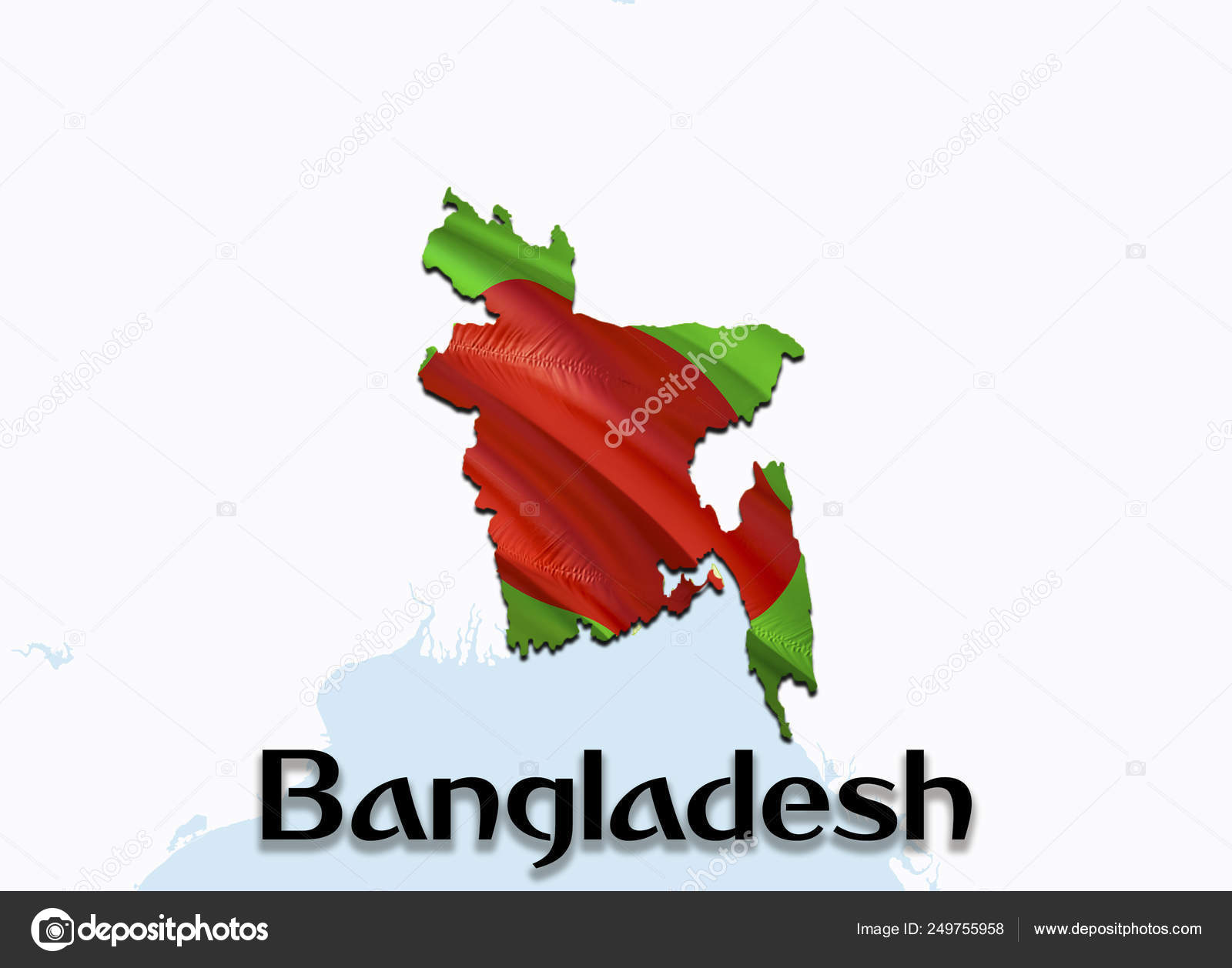 Flag Map of Bangladesh. 3D rendering Bangladesh map and flag on — Stock ...