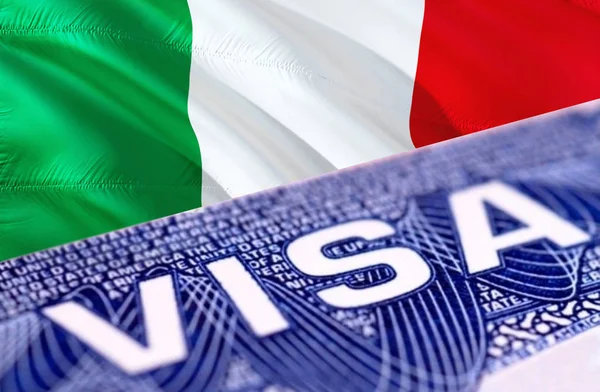 Italian visa document close up, 3D rendering. Passport visa on I ...