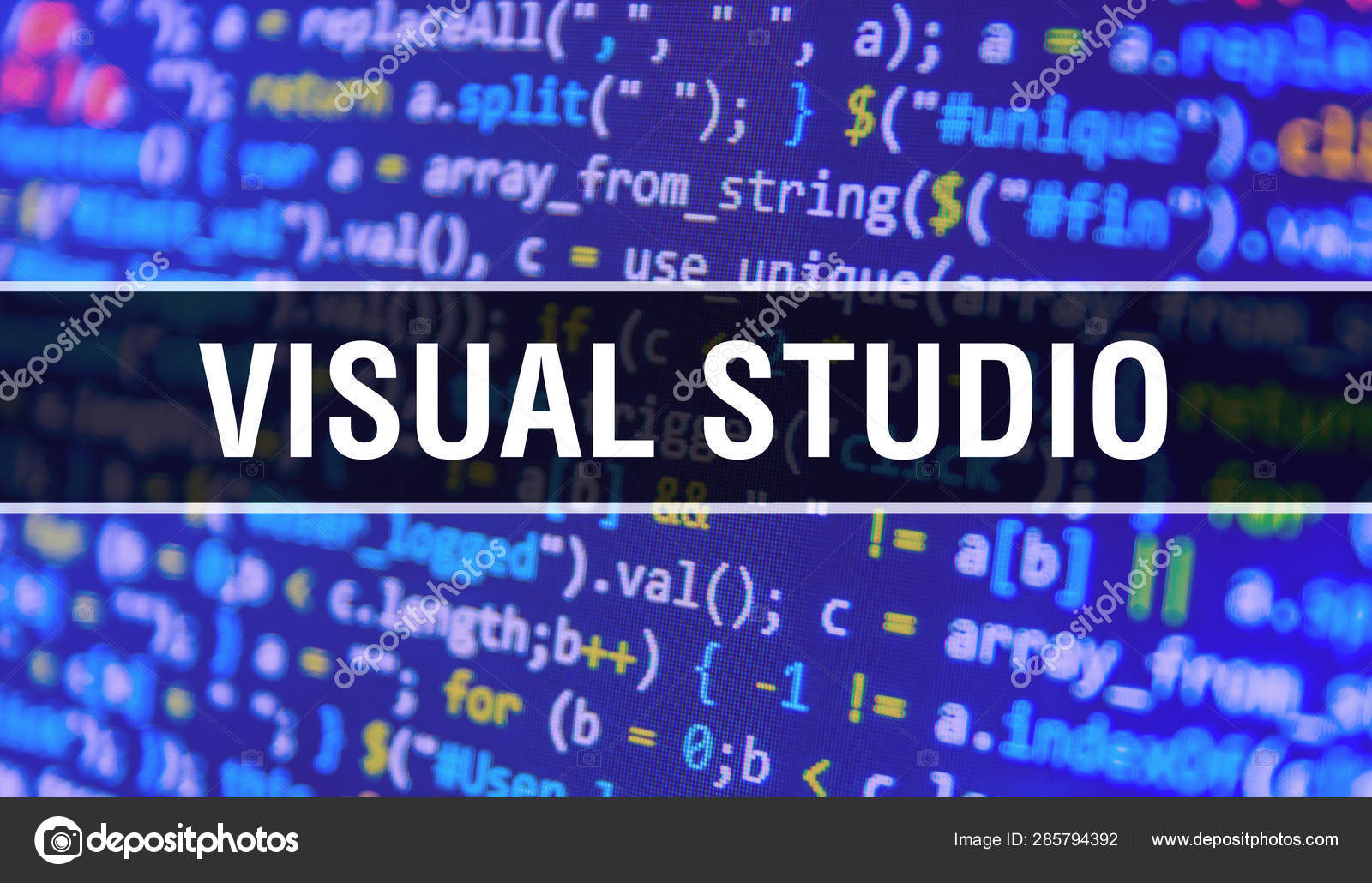 Visual Studio with Abstract Technology Binary code Background.Di ... Visual Studio with Abstract Technology Binary code Background.Di ...