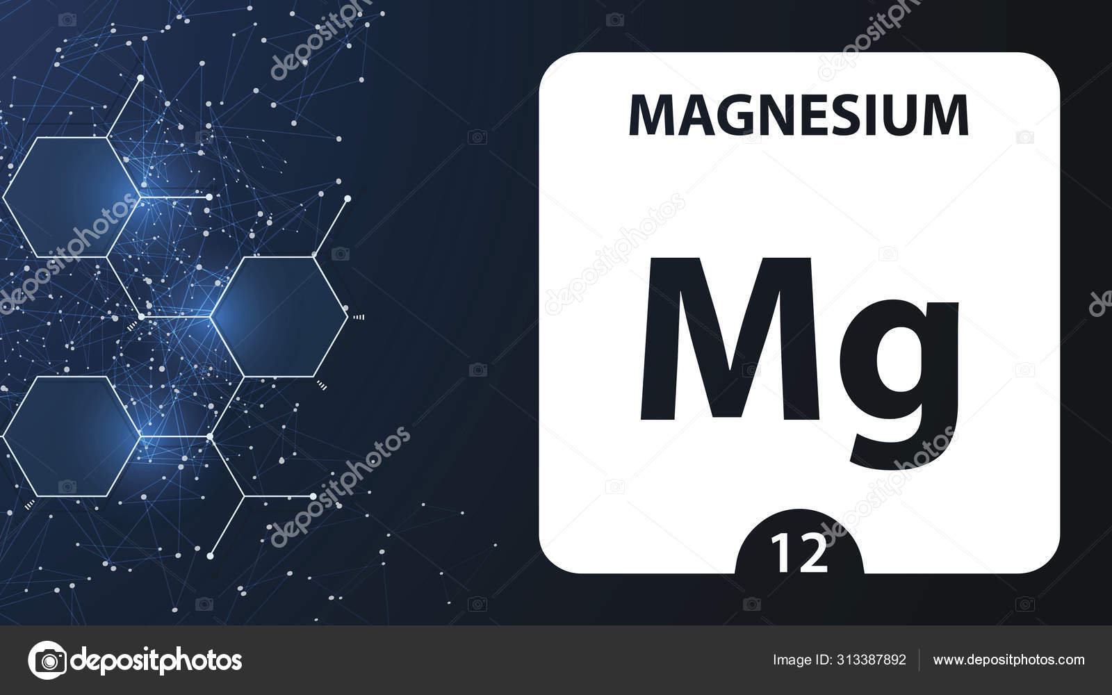 Magnesium 12 element. Alkaline earth metals. Chemical Element of ...