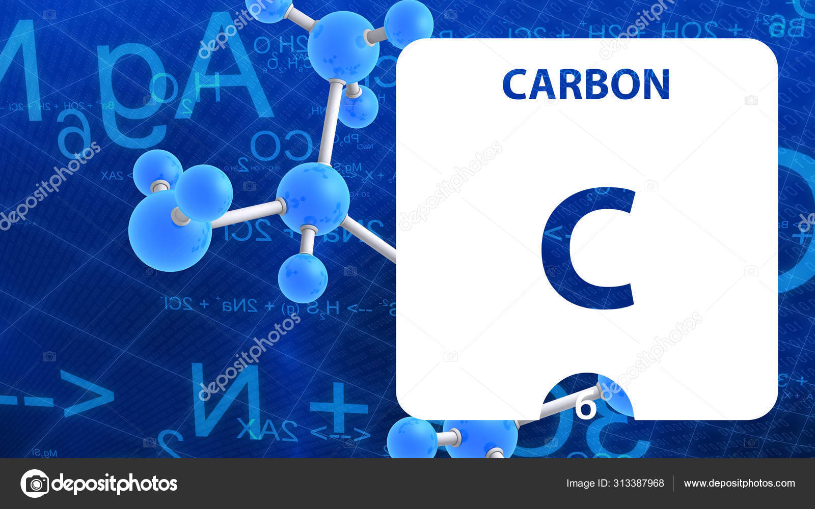 Carbon C, chemical element sign. 3D rendering isolated on white Stock ...