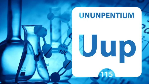 Ununpentium Uup, signo de elemento químico. Representación 3D aislada ...